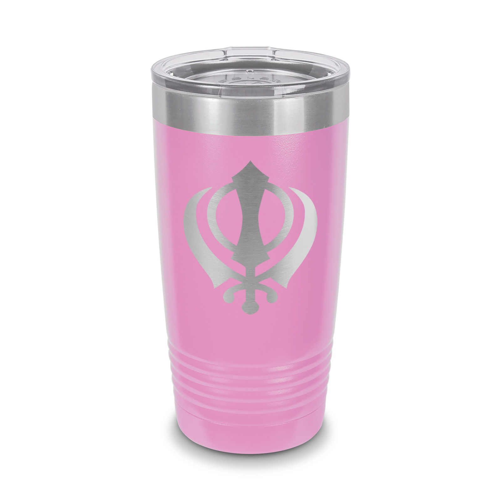 Sikh Symbol Tumbler 20 oz - Laser Engraved w/ Clear Lid - Stainless ...