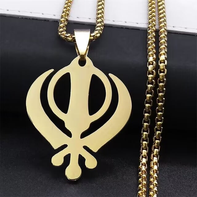 Sikhism Necklace Pendant Sikh Khanda Jewelry 14K Yellow Gold Necklaces ...