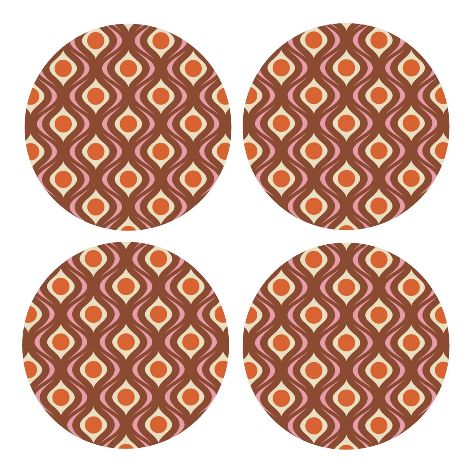 Sikiie 70's Retro MDF Cork Coaster 4 Pcs - Absorbent Beverage Coasters ...