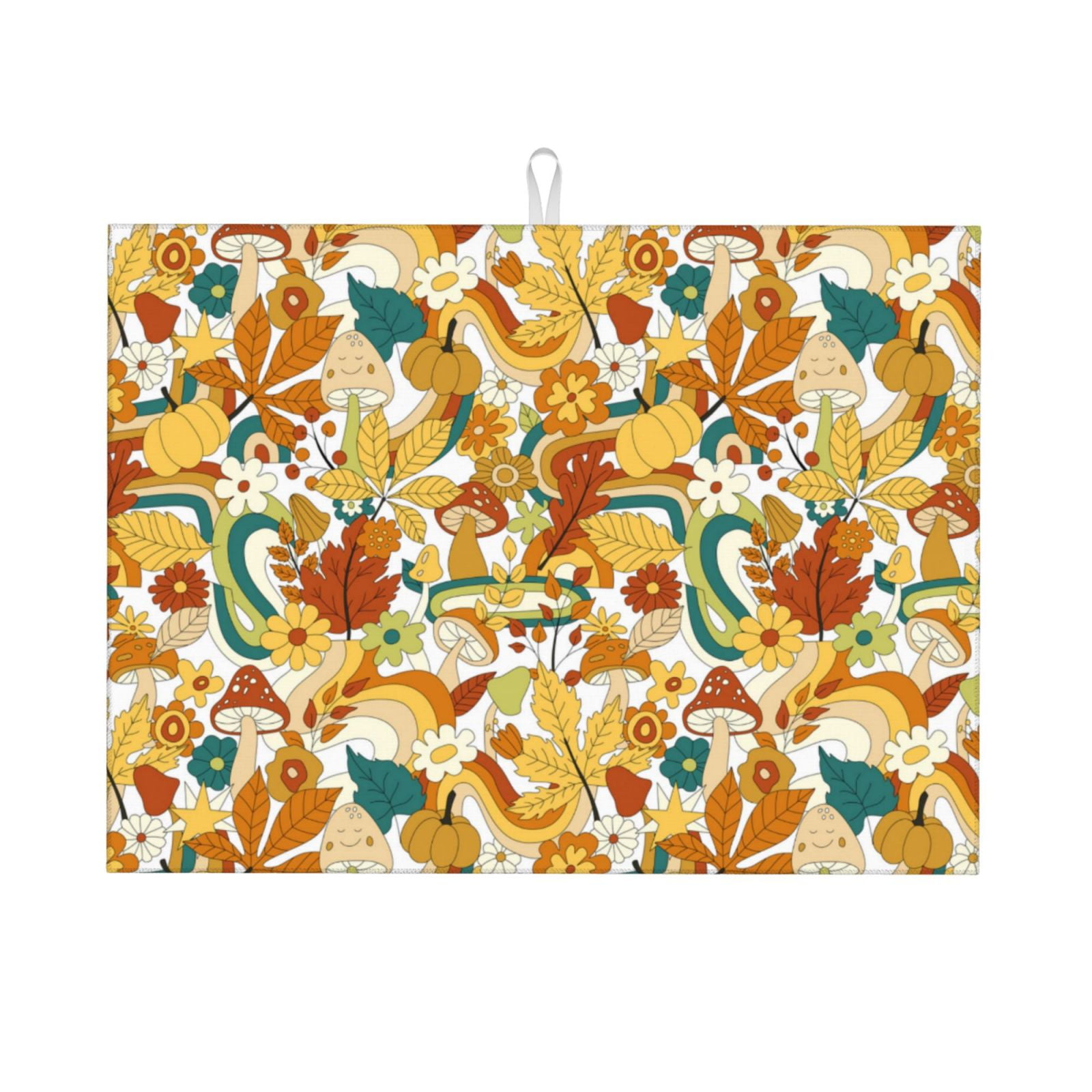 Sikiie 70s Groovy Hippie Dish Drying Mat, Kitchen Counter Mat, Self ...