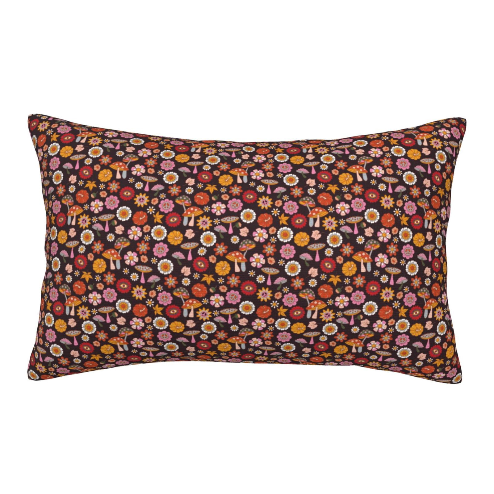 Sikiie 70s Groovy Hippie Retro Print Plush Pillow Cover, Wrinkle-proof ...