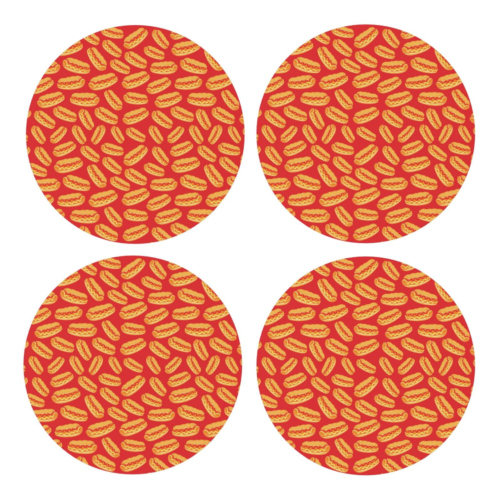 Sikiie A Big Hot Dog MDF Cork Coaster 4 Pcs - Absorbent Beverage ...