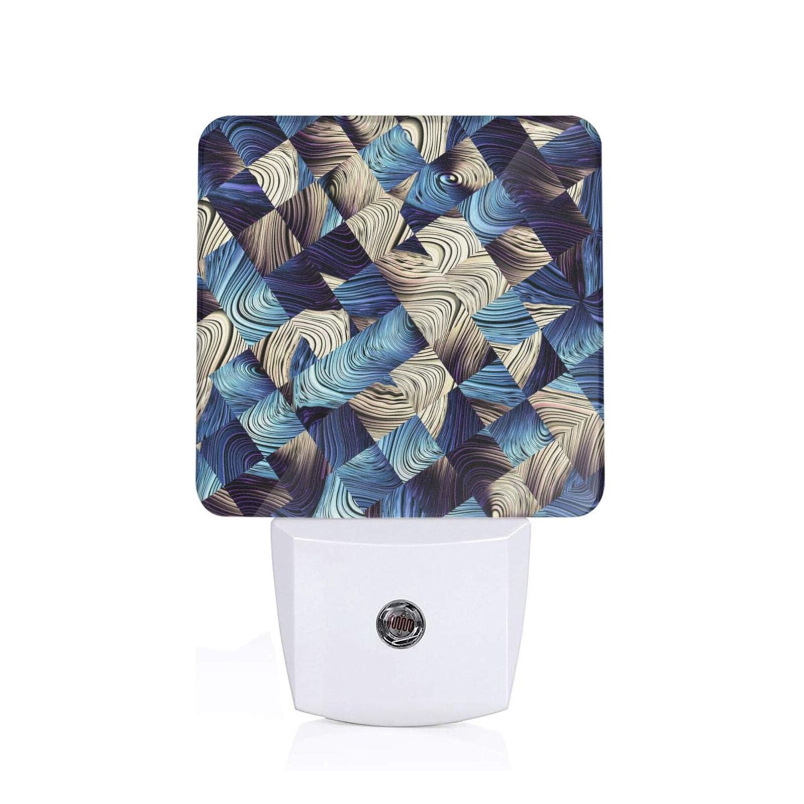 Sikiie Abstract Blue Squares Led Night Light, Warm White,Cool White ...