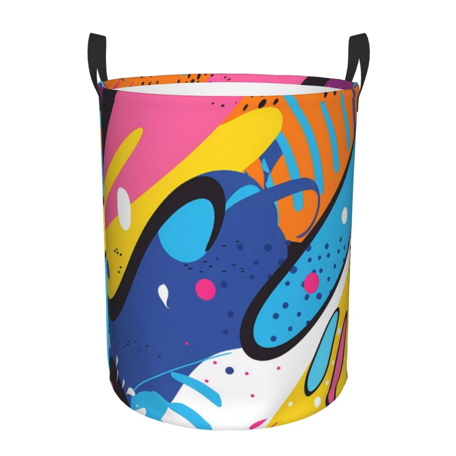 Sikiie Abstract Color Splash Print Round Dirty Clothes Basket ...