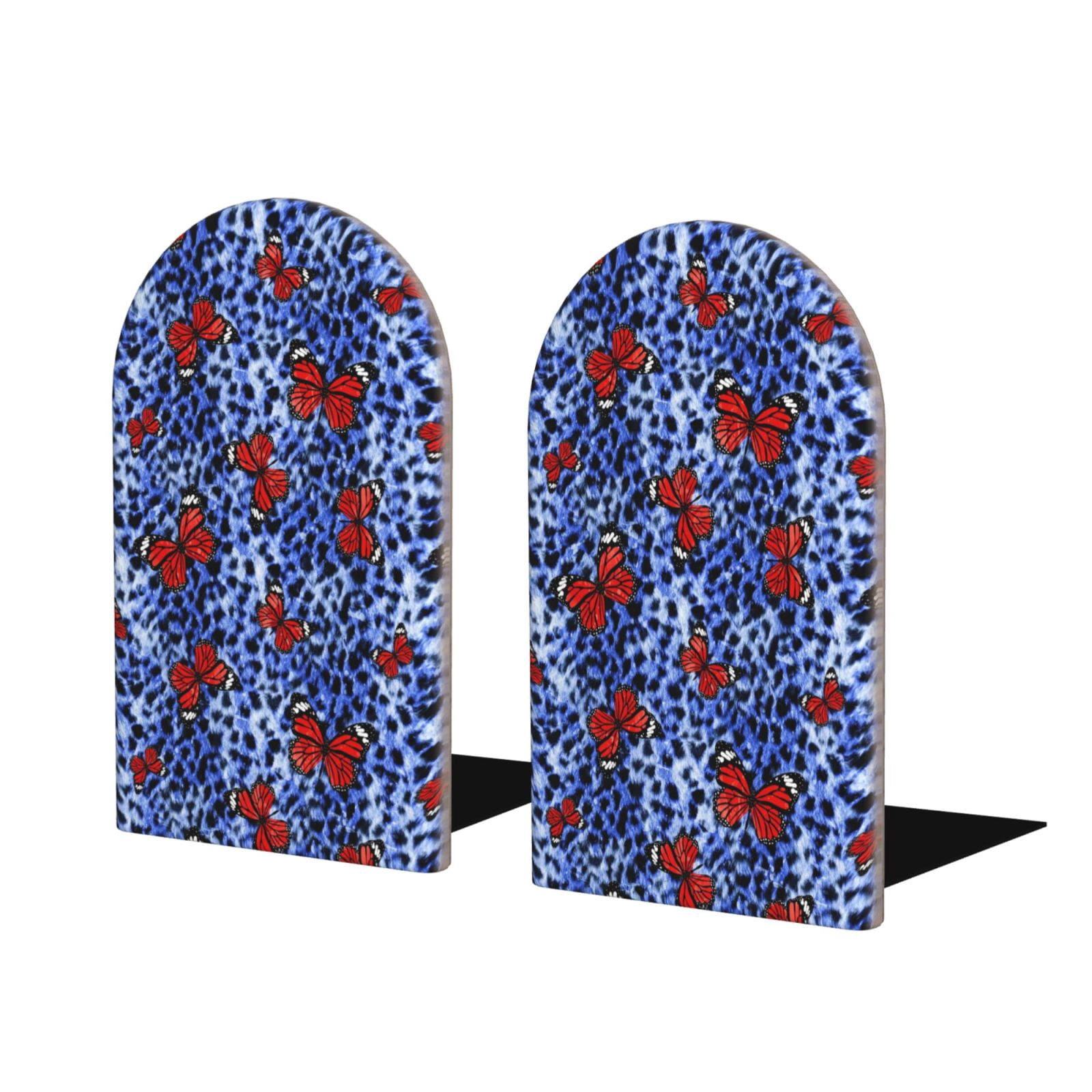 Sikiie Abstract Colorful Butterflies Bookends 1 Pair, Wood Bookends for ...