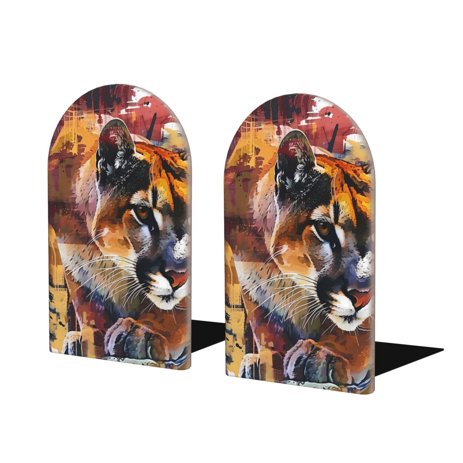Sikiie Abstract Lion Painting Bookends 1 Pair, Wood Bookends for ...