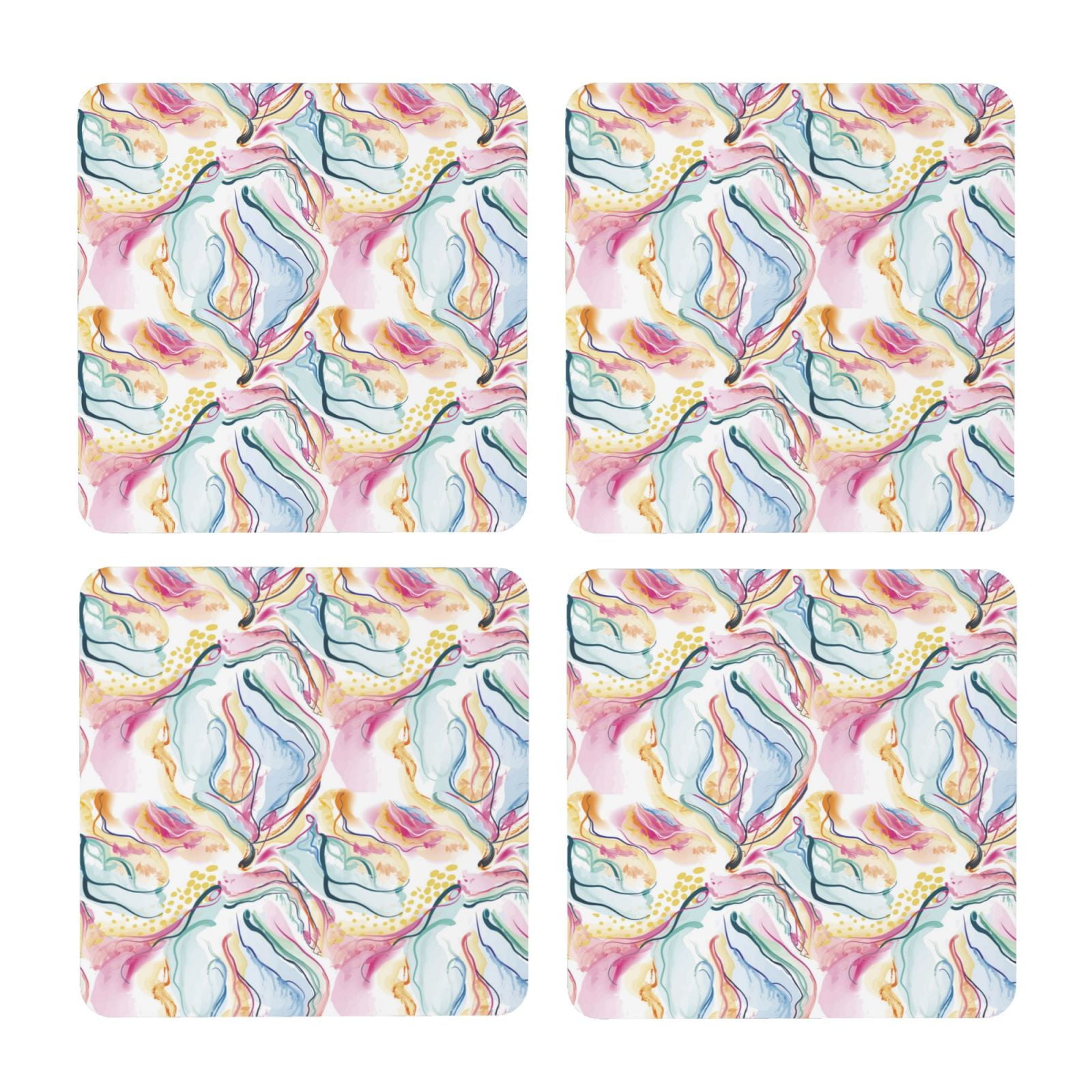 Sikiie Abstract Marble Texture MDF Cork Coaster 4 Pcs - Absorbent ...