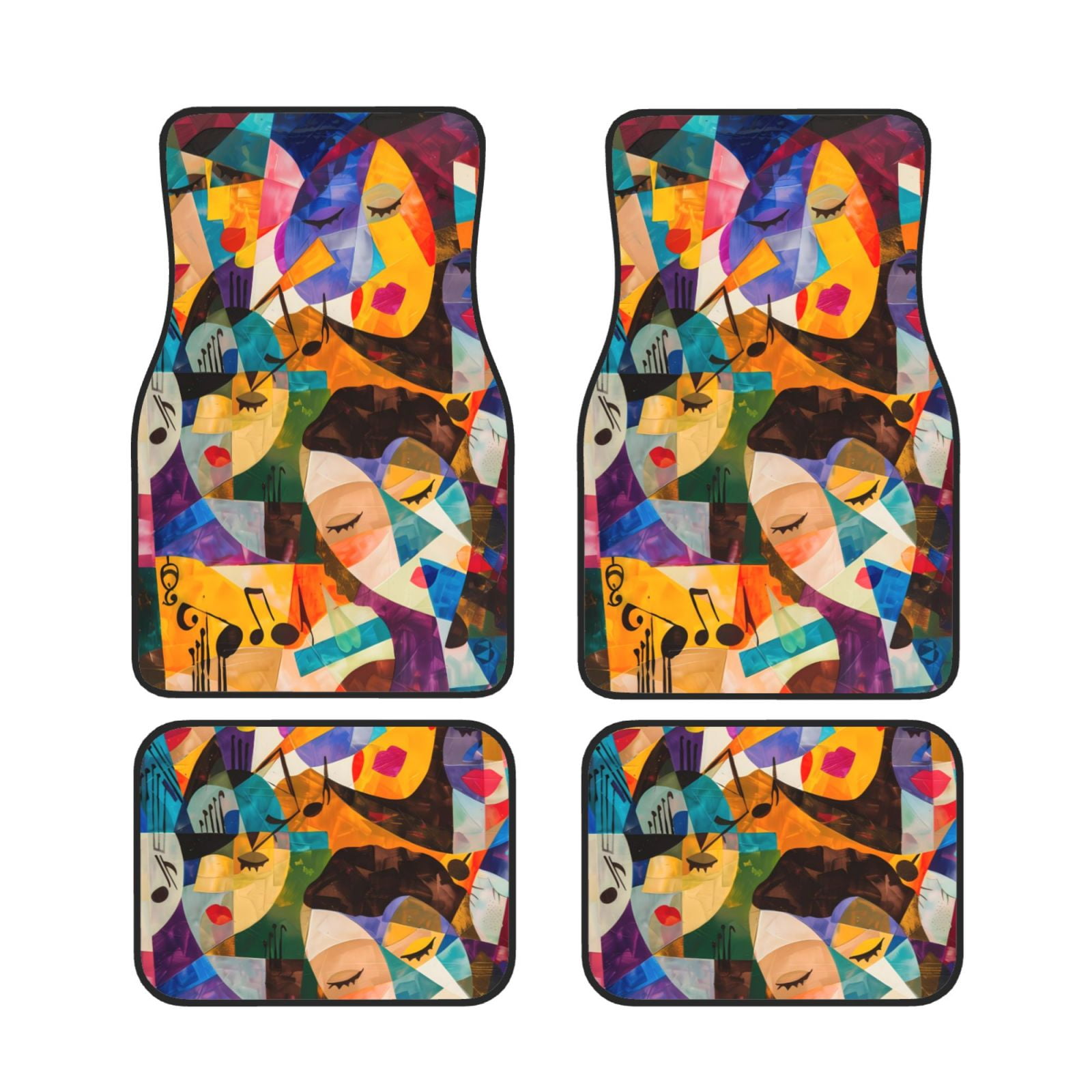 Sikiie Abstract Musical Faces Car Foot Mat Set of 4 Pieces Basics ...