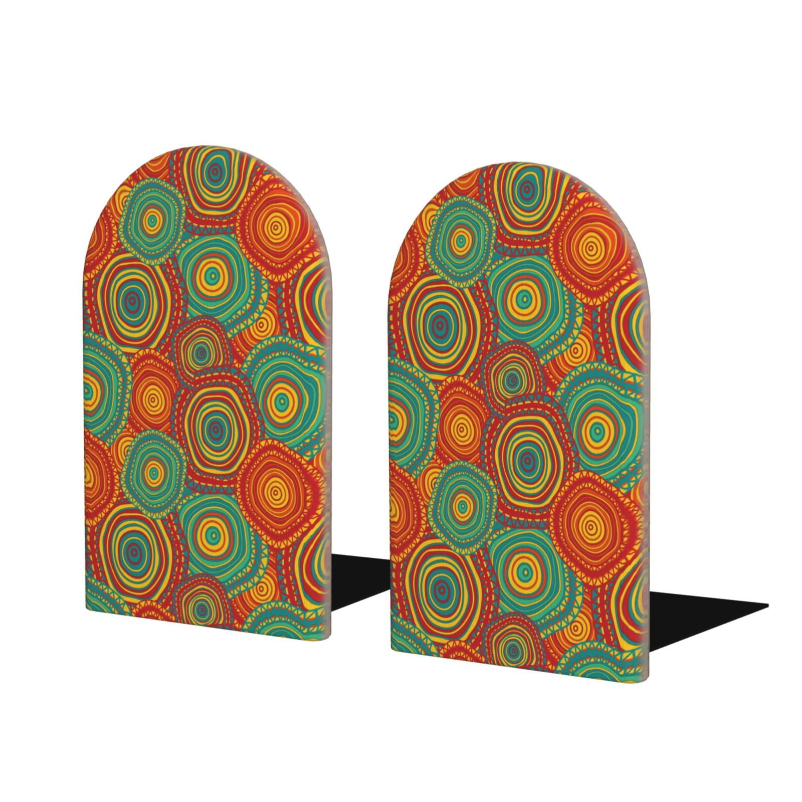 Sikiie Abstract Pattern Bookends 1 Pair, Wood Bookends for Shelves ...
