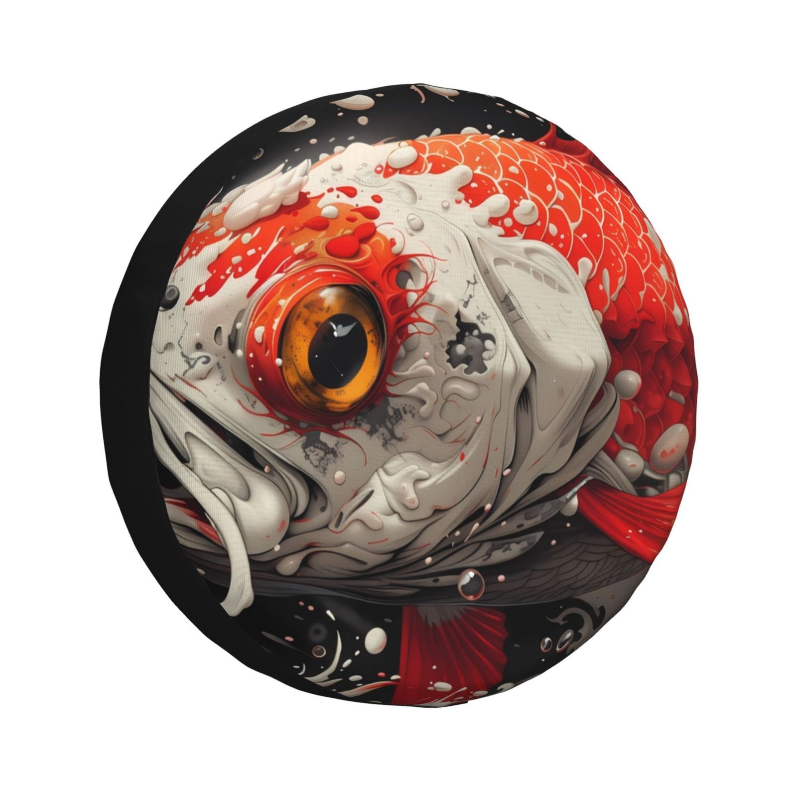 Sikiie Abstract Red Koi Fish Art PVC Leather Spare Tire Wheel Cover ...