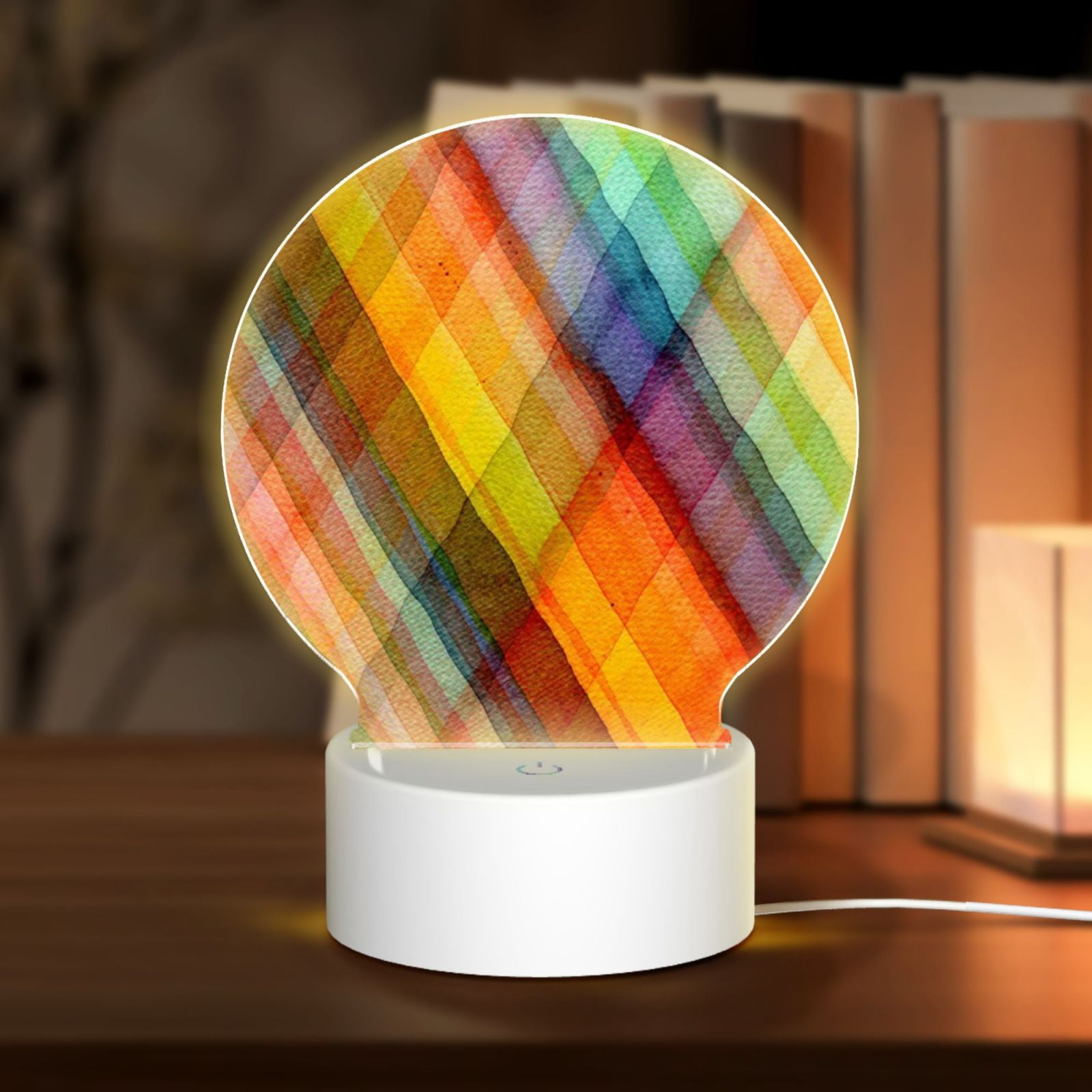 Sikiie Abstract Watercolors Tartan Acrylic Night Light Gift Custom ...