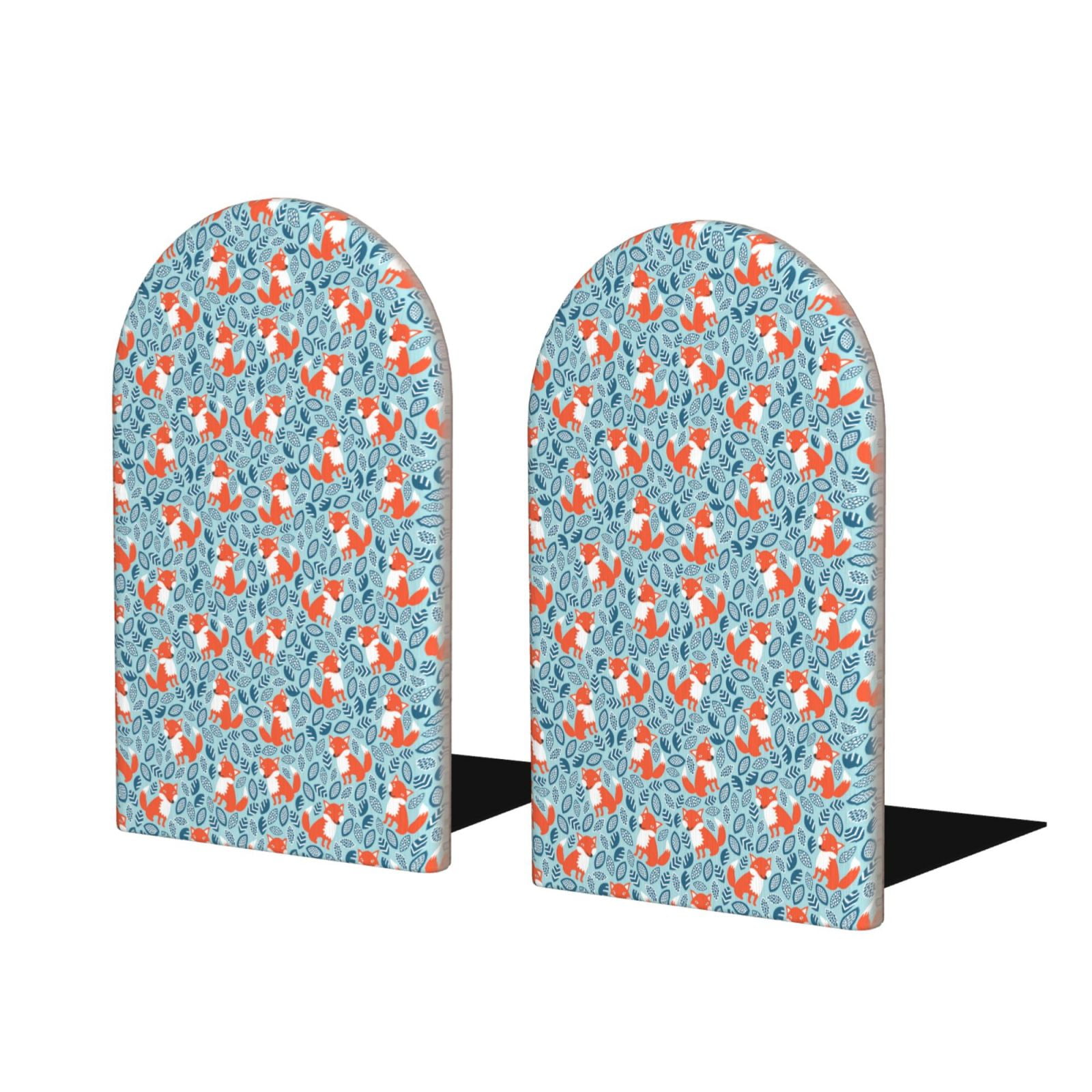 Sikiie Abstract leaves fox Bookends 1 Pair, Wood Bookends for Shelves ...