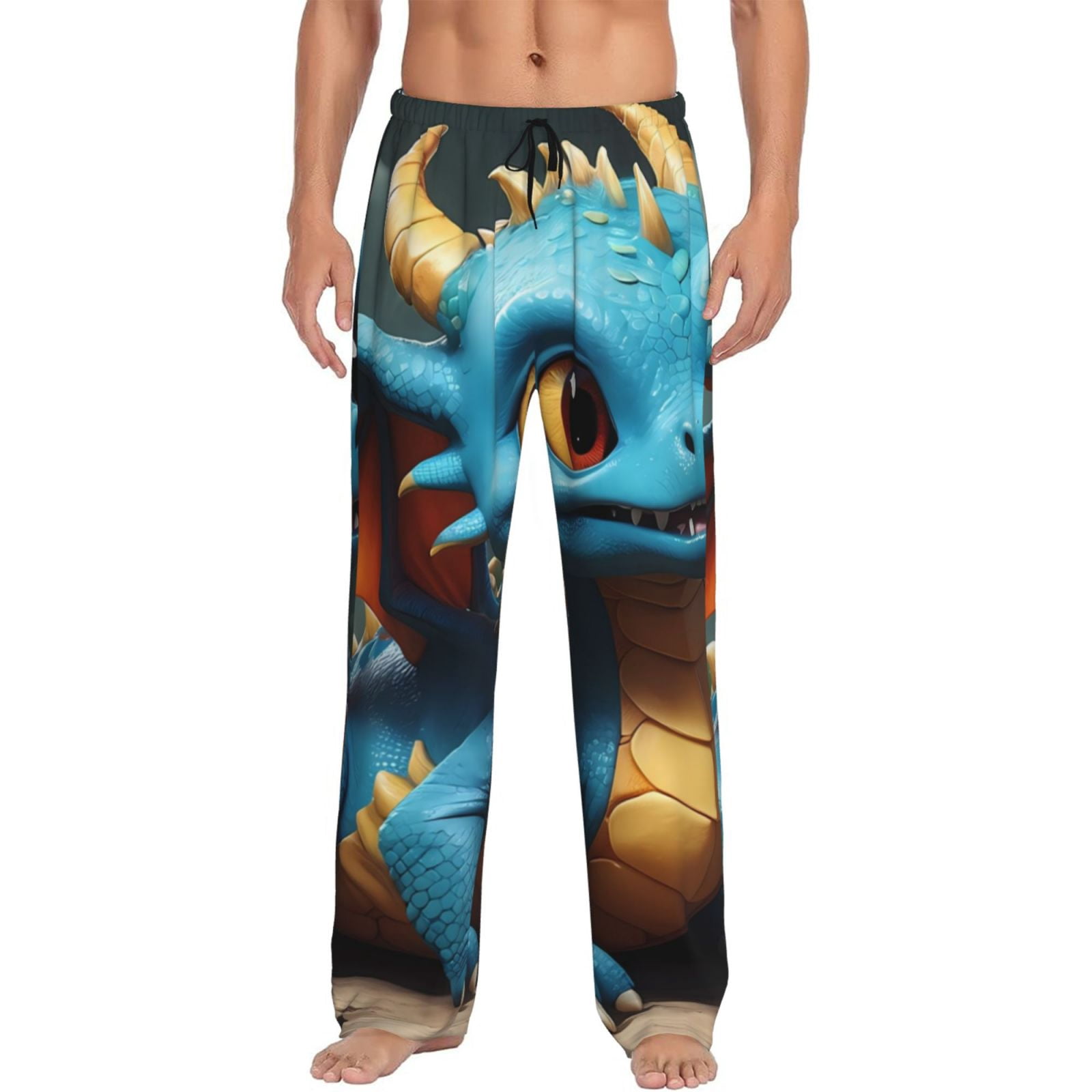 Sikiie Adorable Blue Baby Dragon Pajama Pants Men, PJ Bottoms, Sleep ...