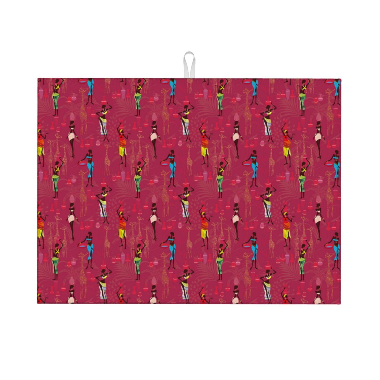 Sikiie African Women Bearing Clay Pots Dish Drying Mat, Kitchen Counter ...