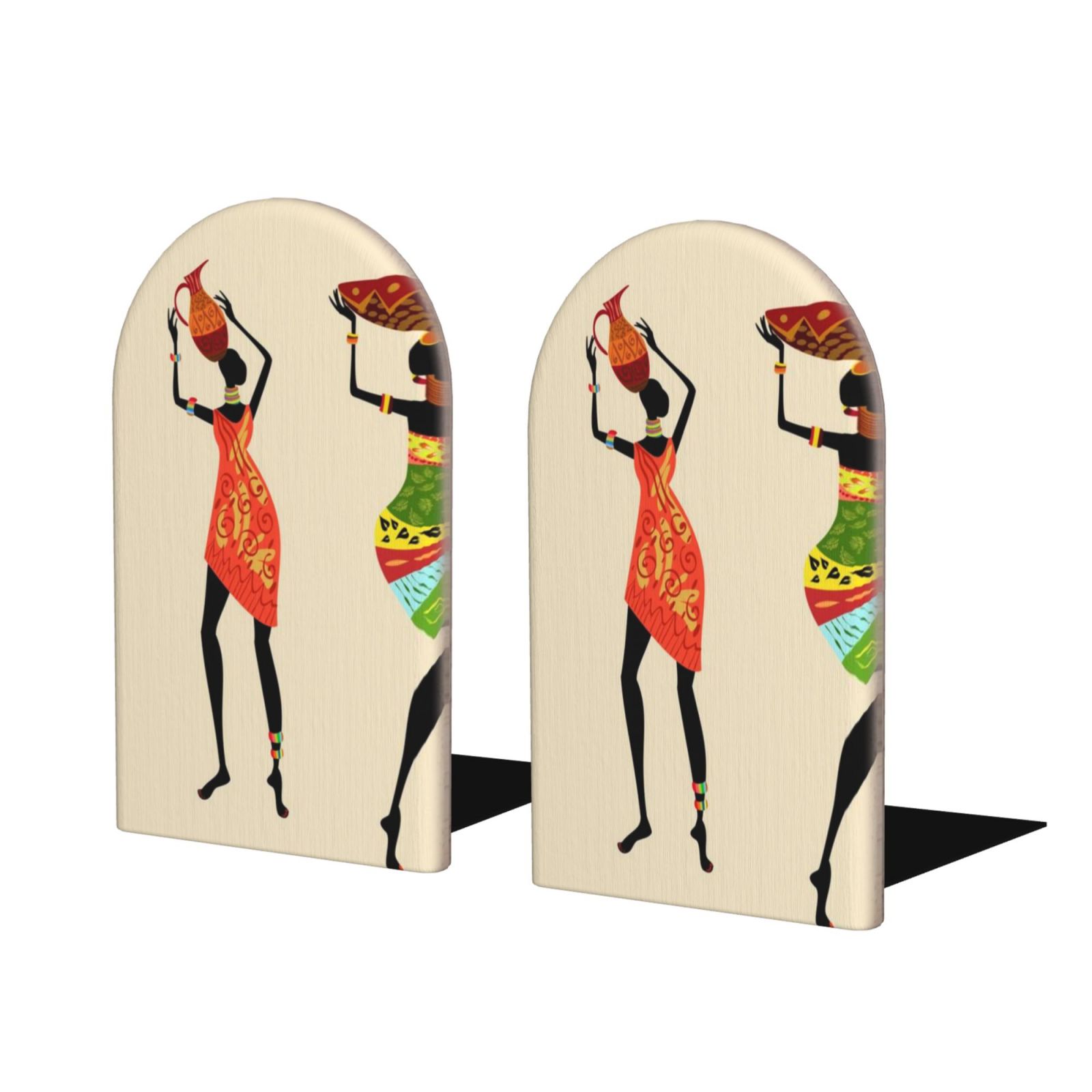 Sikiie African Women Bookends 1 Pair, Wood Bookends for Shelves, Book ...