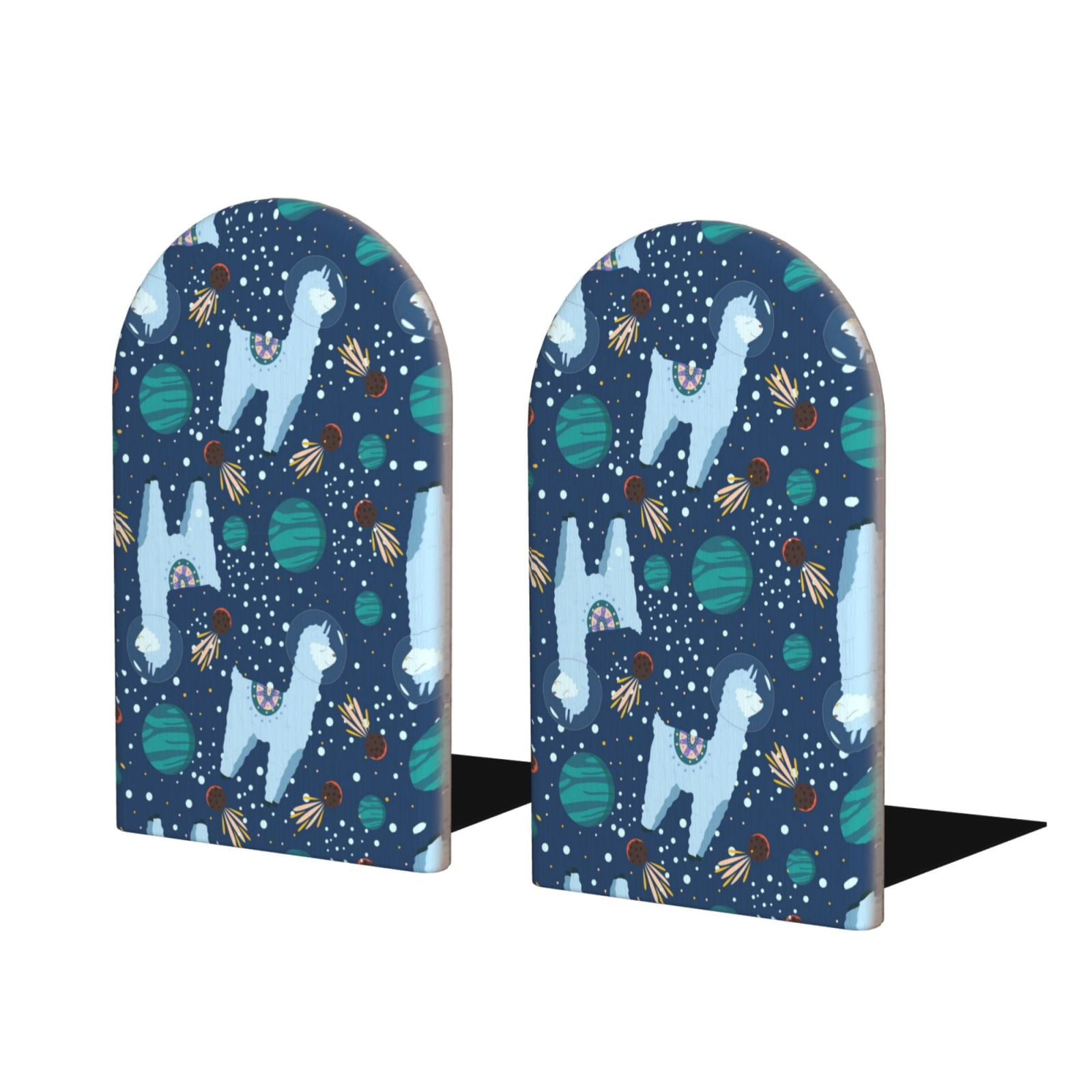 Sikiie Alpaca Astronaut in Space Bookends 1 Pair, Wood Bookends for ...