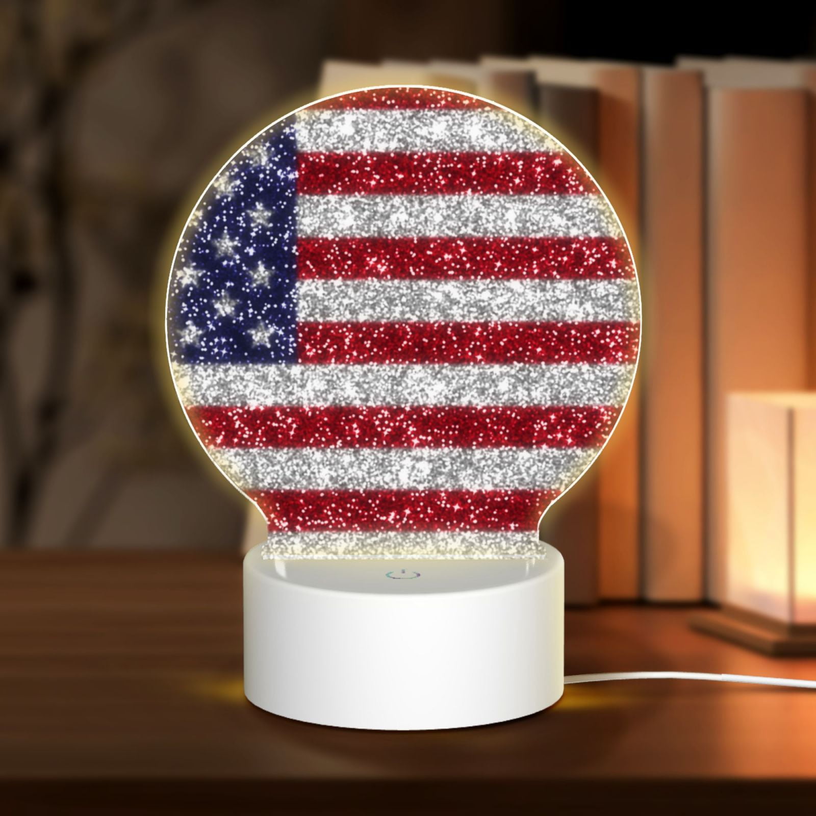 Sikiie America Flag Glitter Acrylic Night Light Gift Custom Acrylic ...