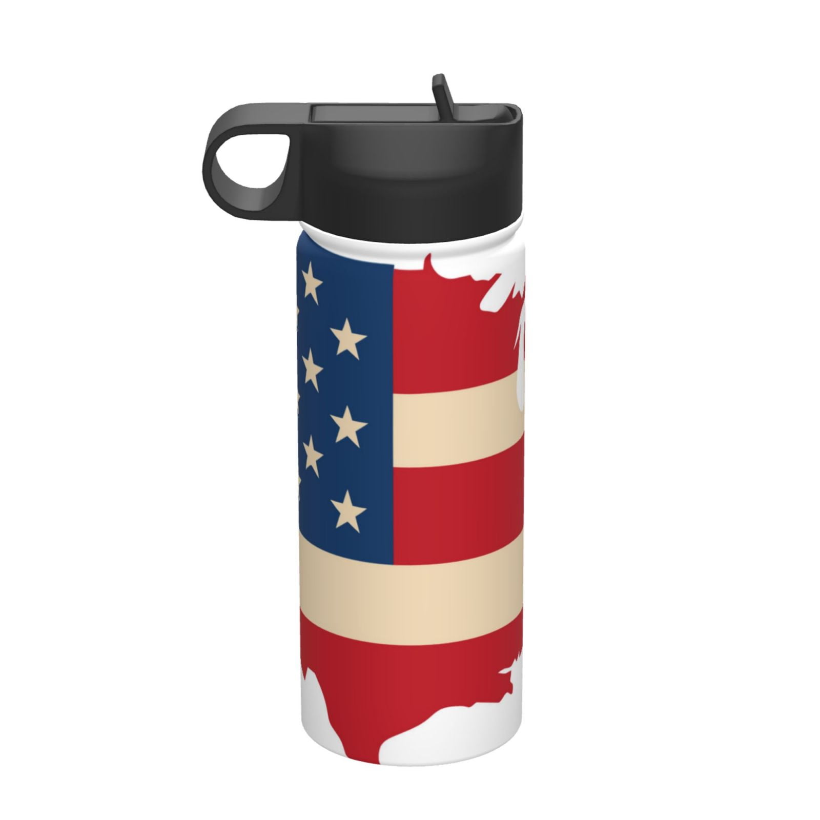Sikiie American Flag Map Print 18OZ Insulated Straw Cup, Portable Leak ...
