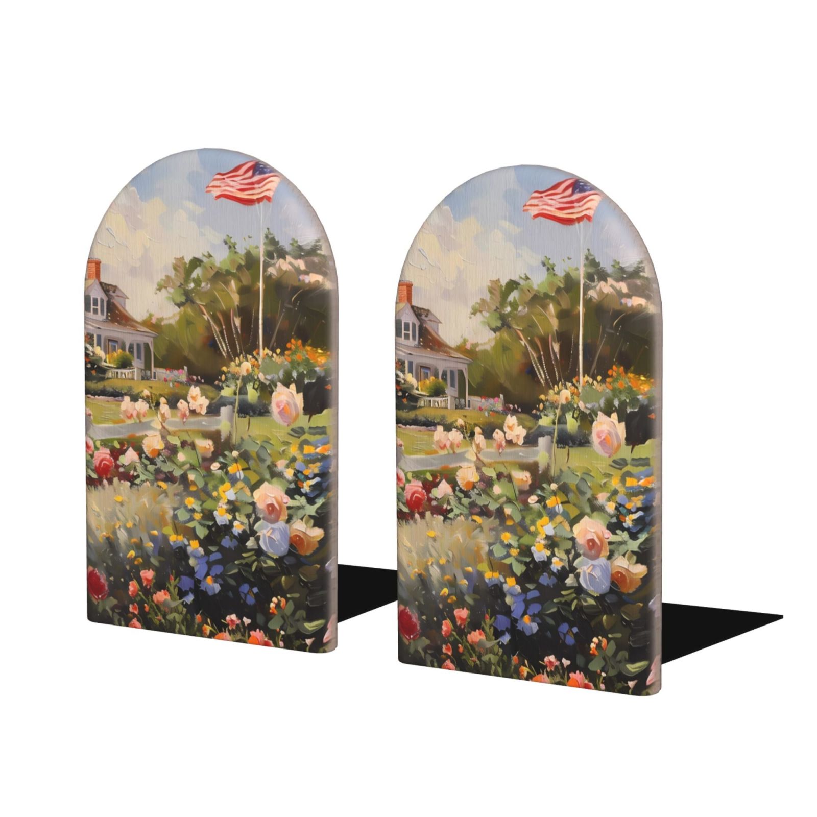 Sikiie American Flag Rose Garden Bookends 1 Pair, Wood Bookends for ...