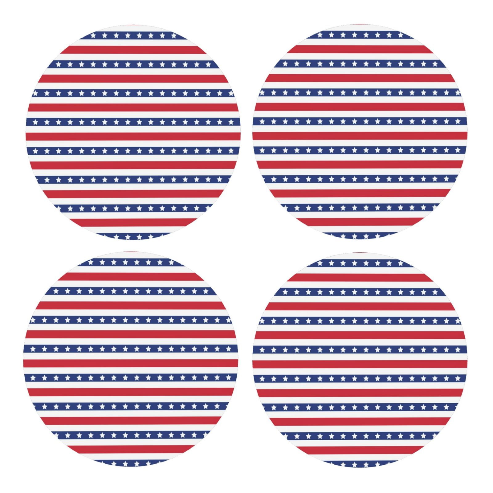 Sikiie American Patriotic Stars And Stripes MDF Cork Coaster 4 Pcs ...