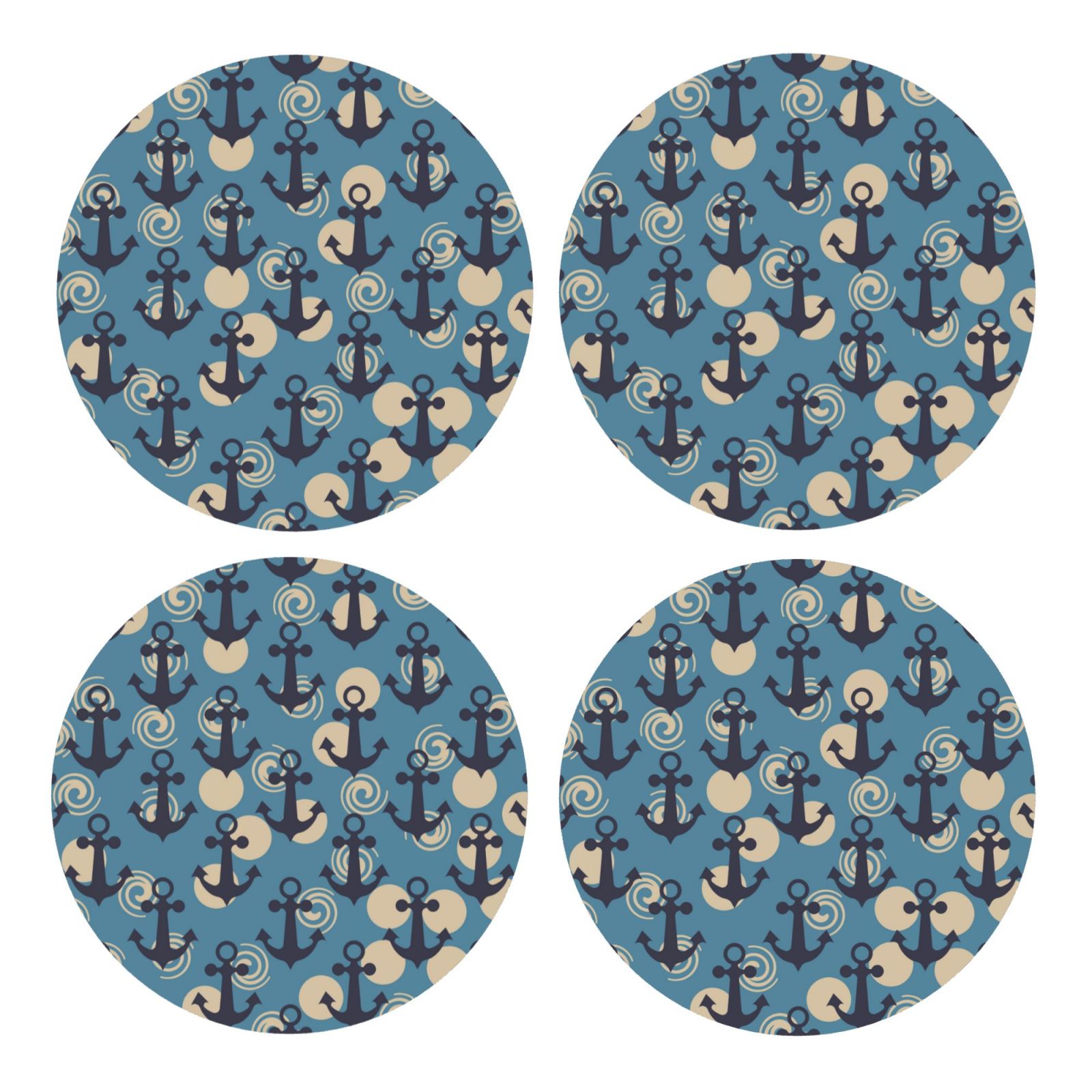 Sikiie Anchors MDF Cork Coaster 4 Pcs - Absorbent Beverage Coasters for ...