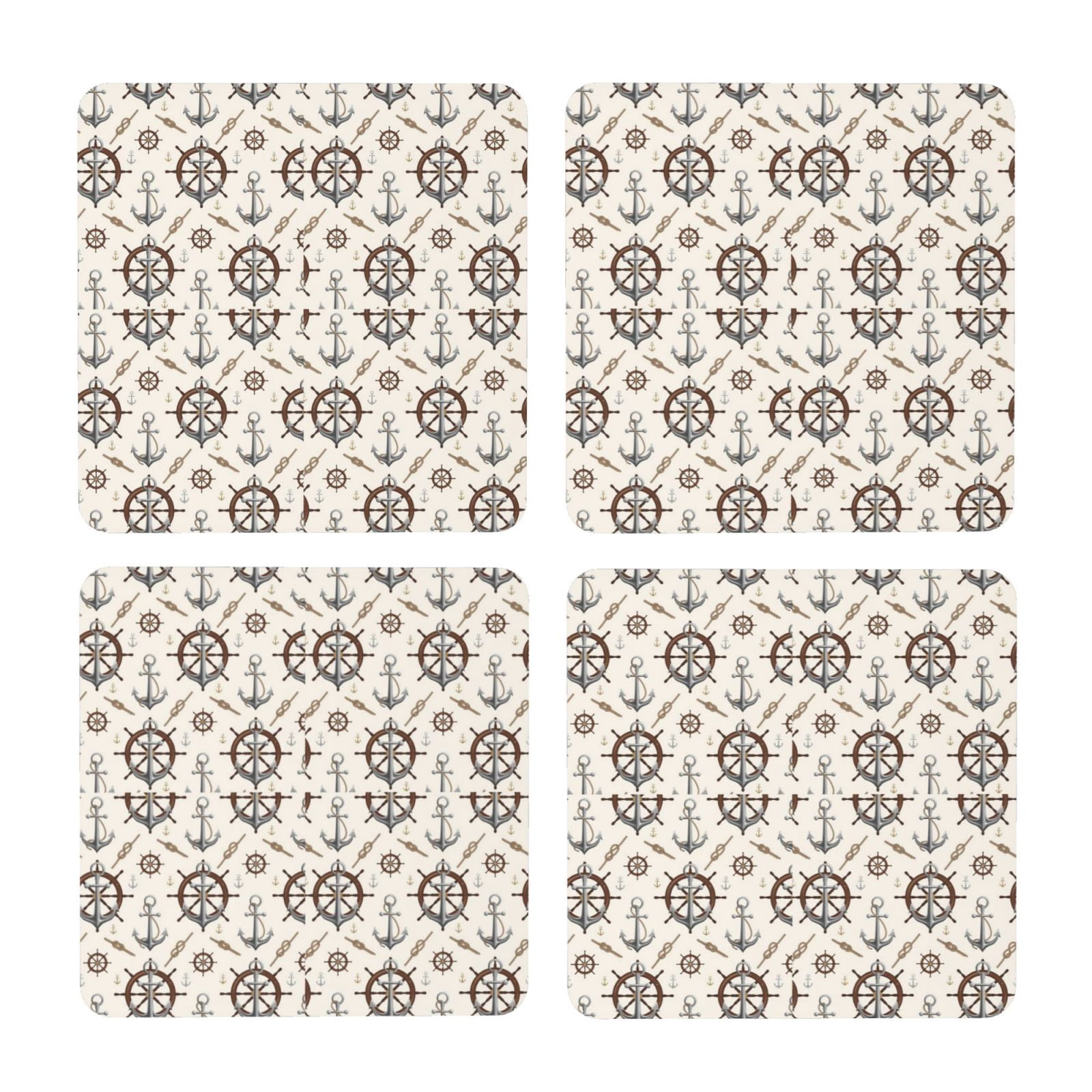 Sikiie Anchors with Rope MDF Cork Coaster 4 Pcs - Absorbent Beverage ...