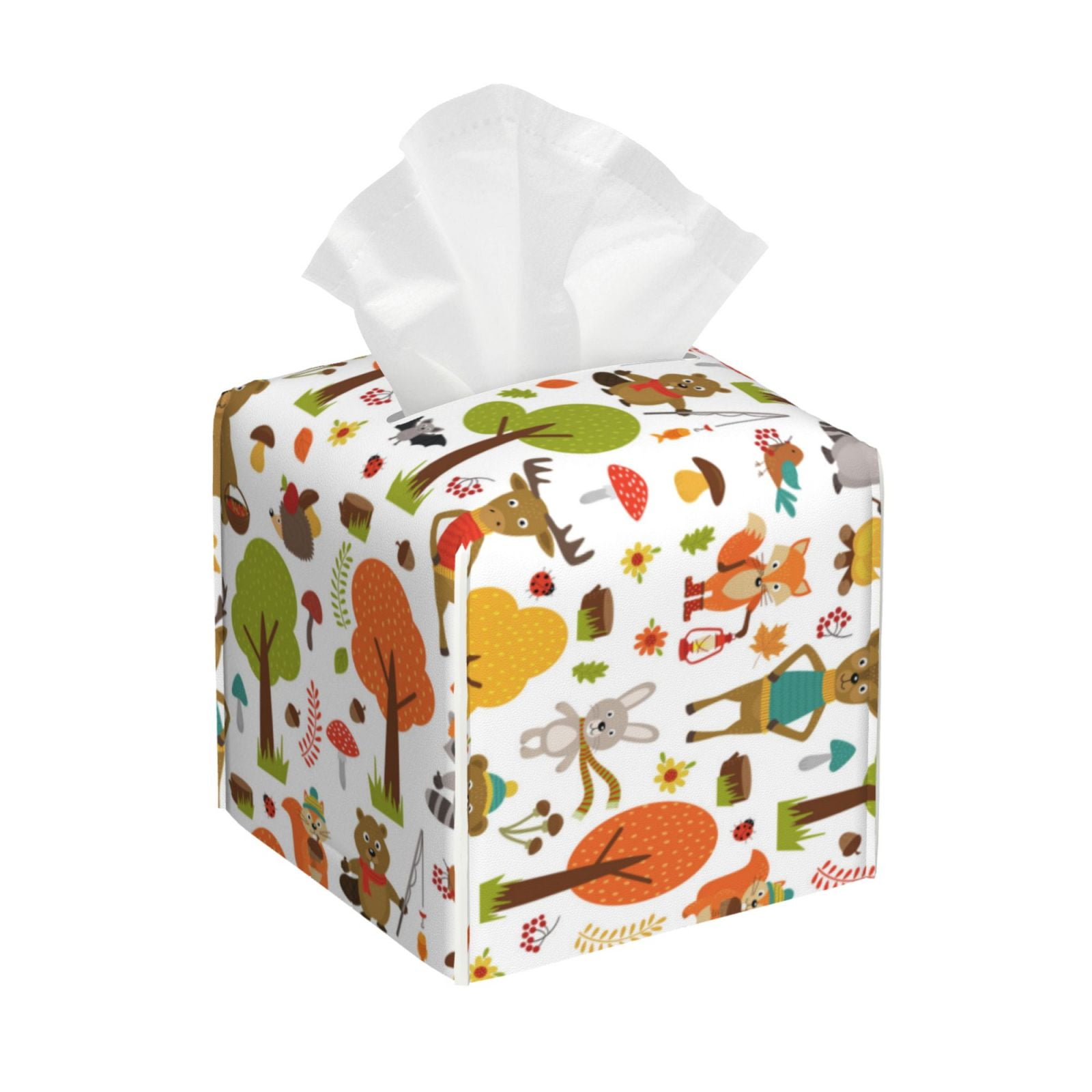 Sikiie Animals Forest Leather Tissue Box Cover Square, tissue box ...