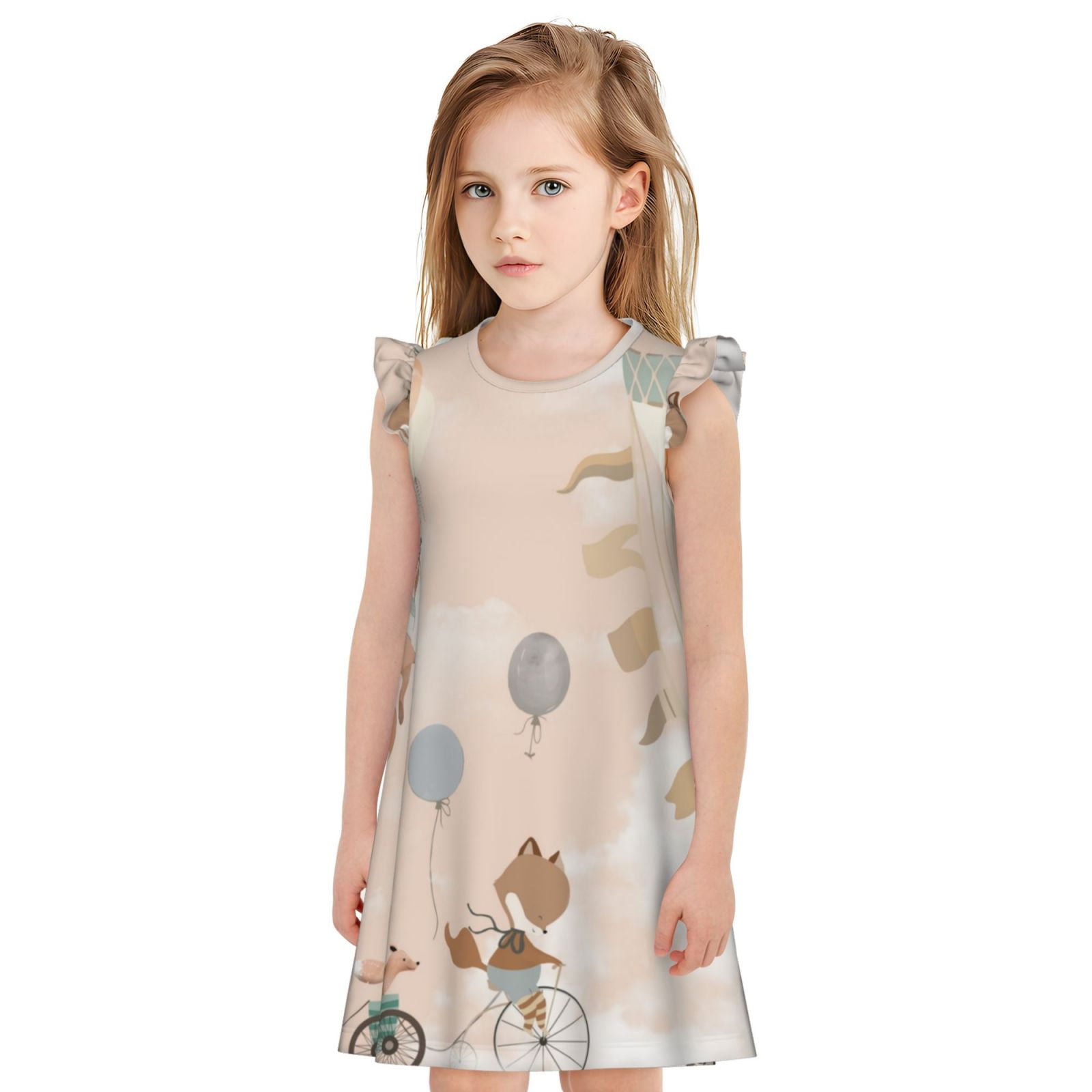 Sikiie Animals Riding Across The Sky1 Girls Nightgowns, Girls Pajamas, Short Sleeves Nightdress ...