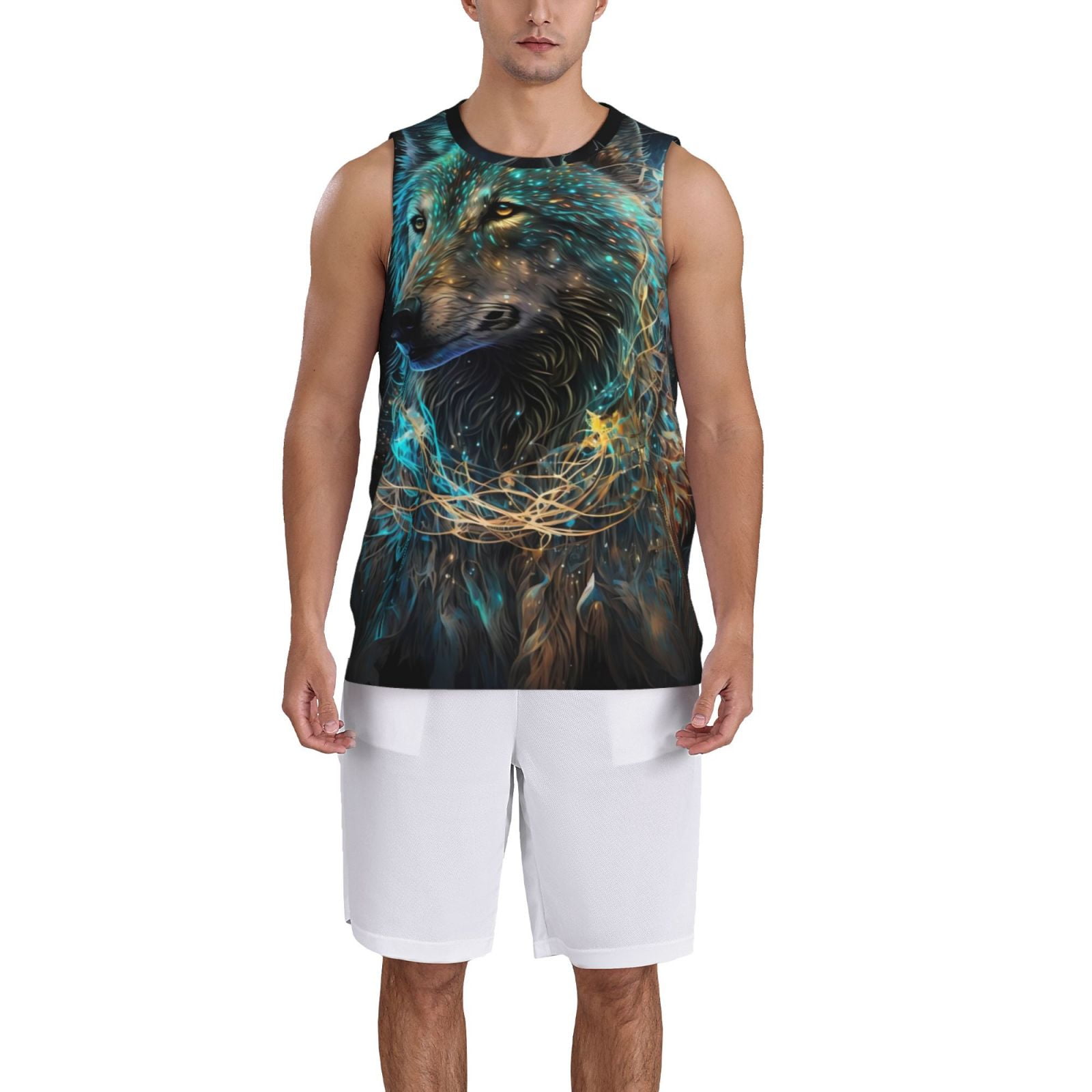 Sikiie Artistic Light Dot Wolf、 Basketball Jersey Reversible Men's Mesh ...