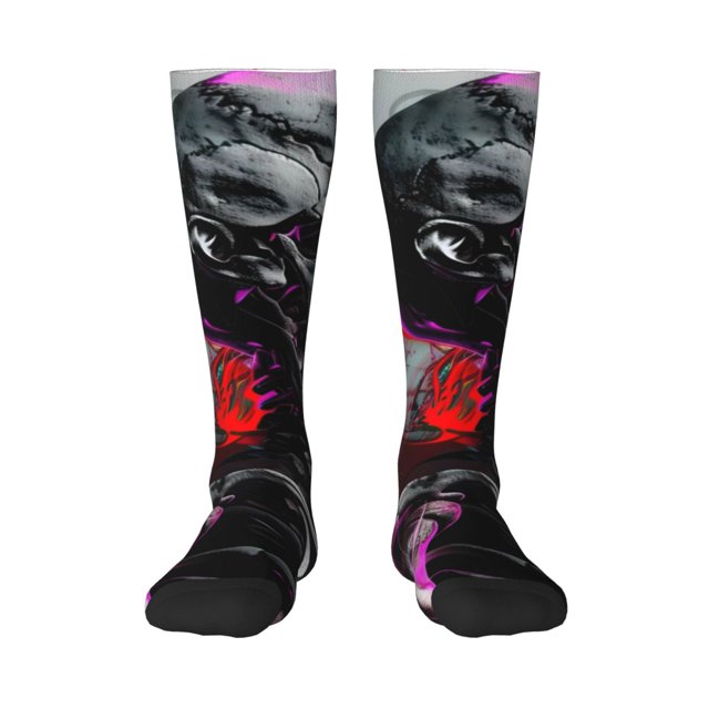 Sikiie Artistic Skull Knee Socks, High Socks Long Stretchy Sock Women ...