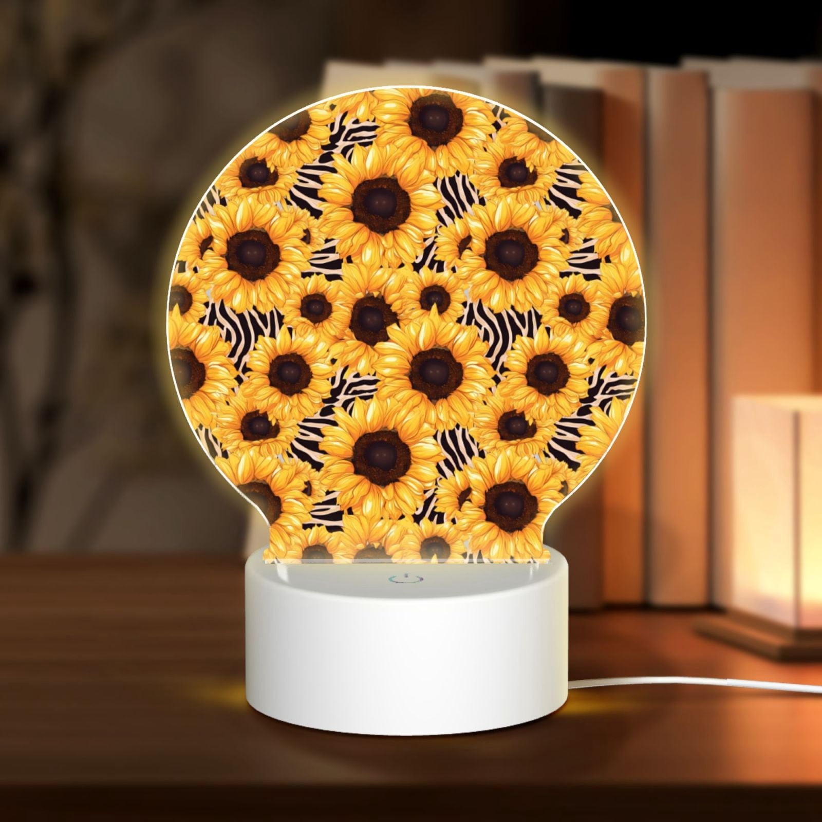 Sikiie Artistic Zebra Print Sunflower Acrylic Night Light Gift Custom ...
