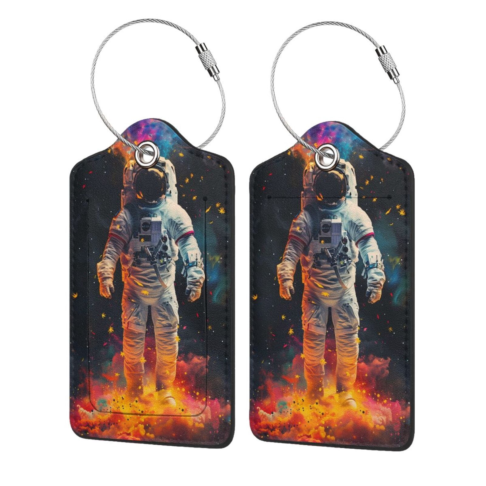 Sikiie Astronaut Cosmic Rainbow Luggage Tag for Suitcase Leather ...