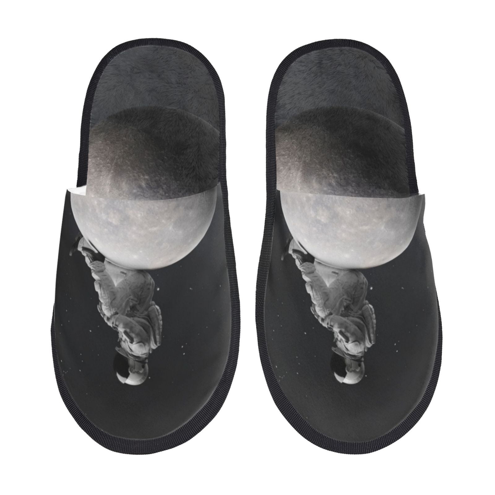 Sikiie Astronaut Sitting On Mercury Planet Fuzzy Slip-on Slippers Warm Cozy Soft Lightweight ...