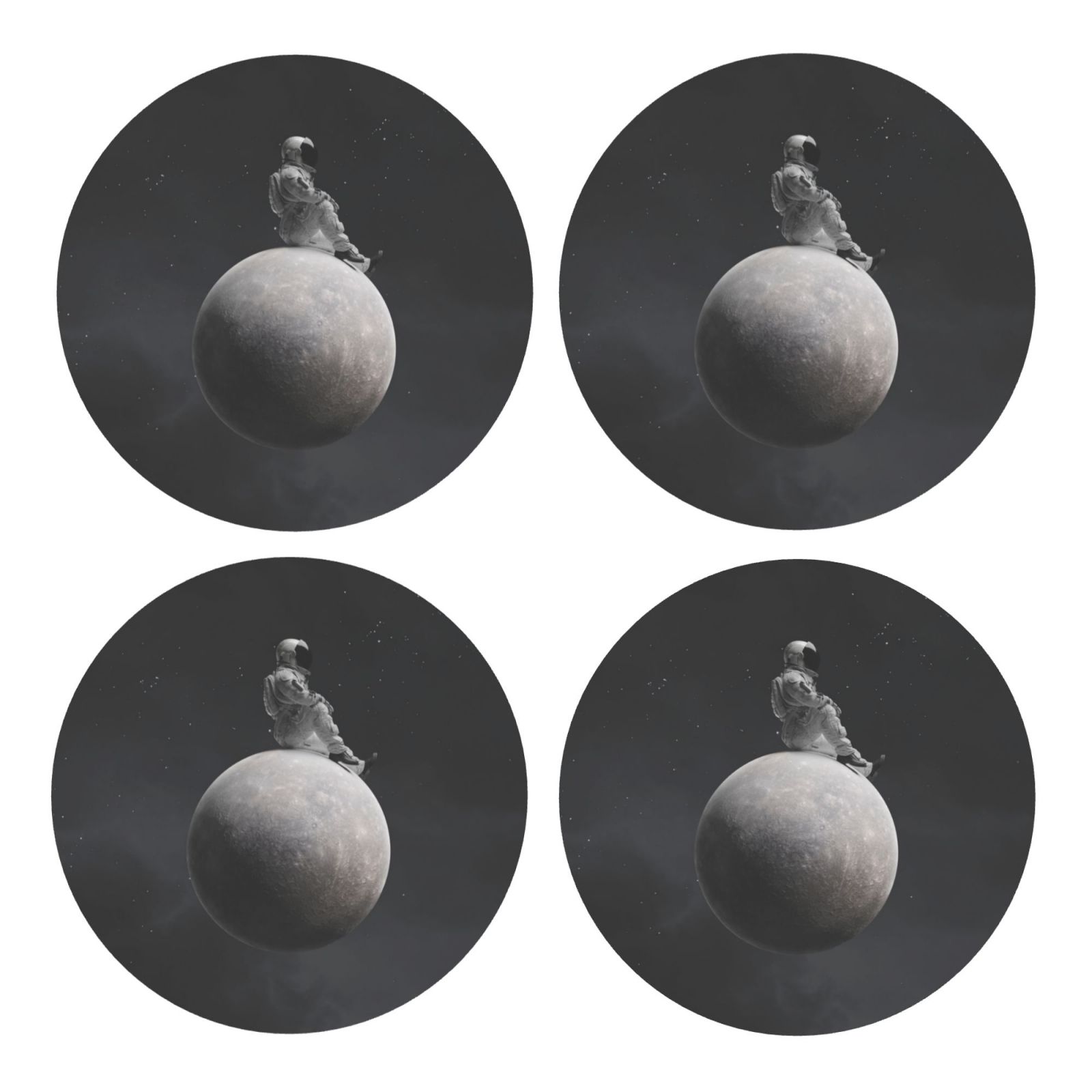 Sikiie Astronaut Sitting On Mercury Planet MDF Cork Coaster 4 Pcs ...