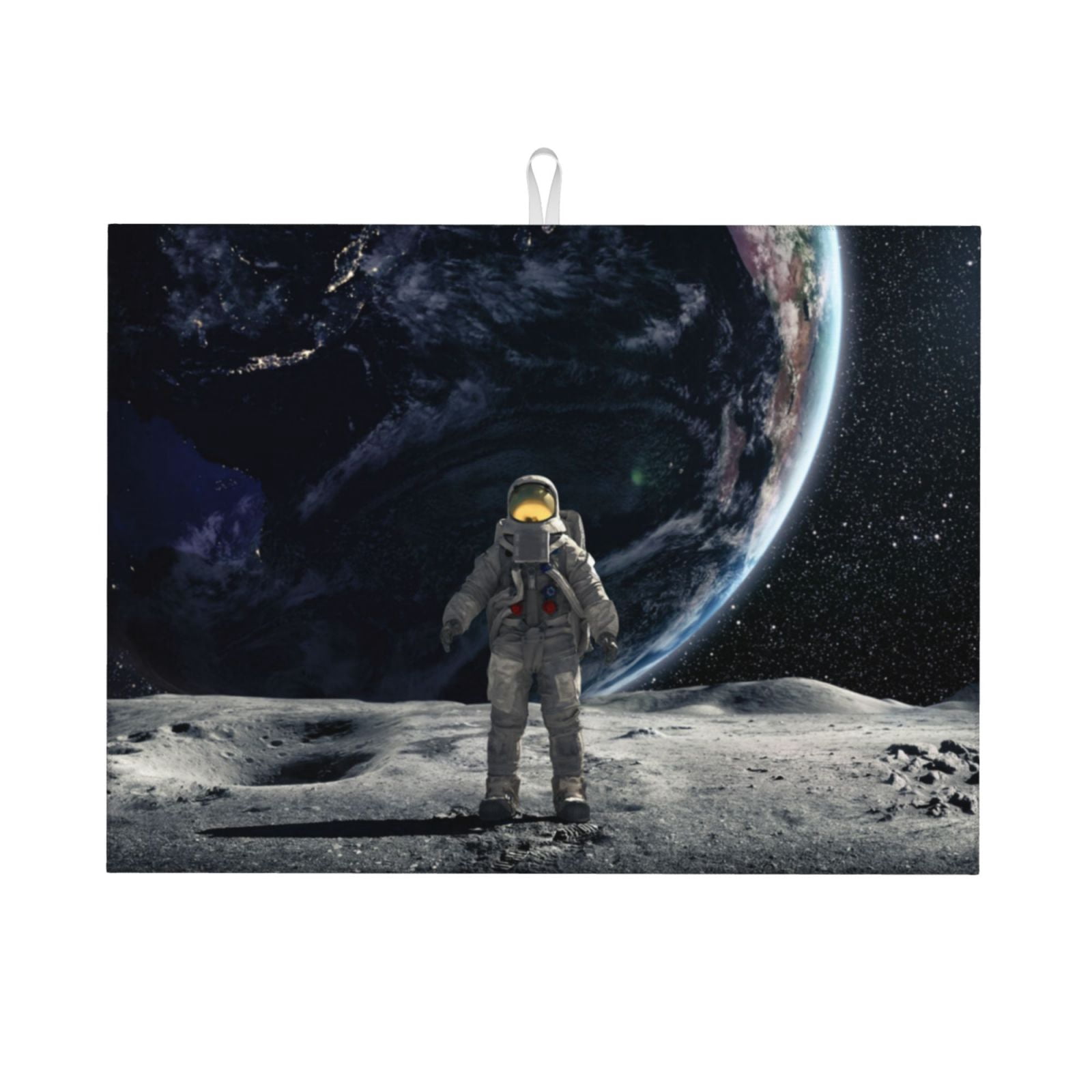 Sikiie Astronaut Standing In The Moon Dish Drying Mat, Kitchen Counter ...