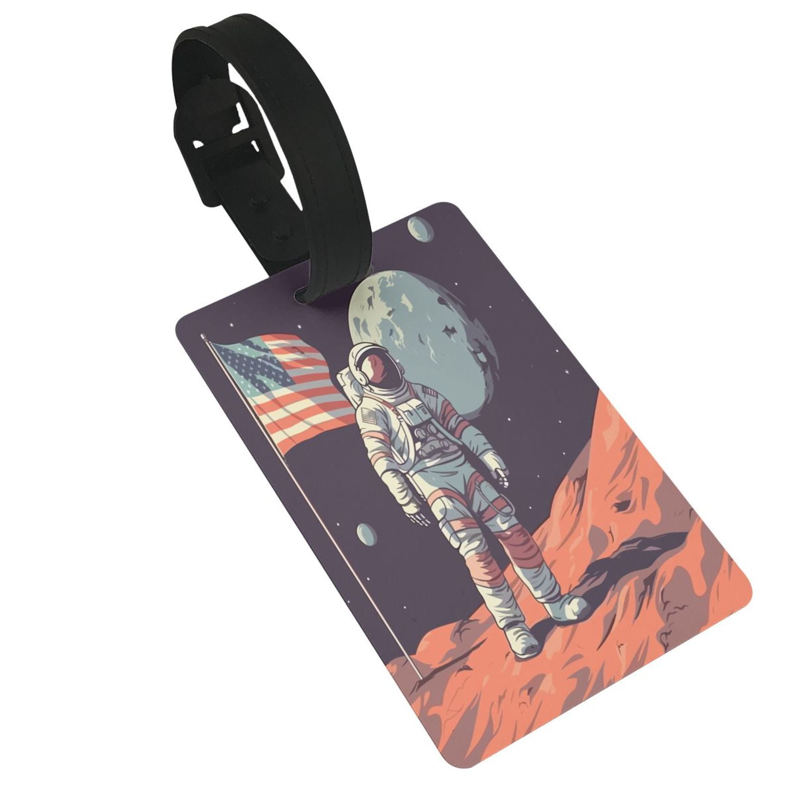 Sikiie Astronaut With American Flag Luggage Tags Privacy Cover ID Label ...