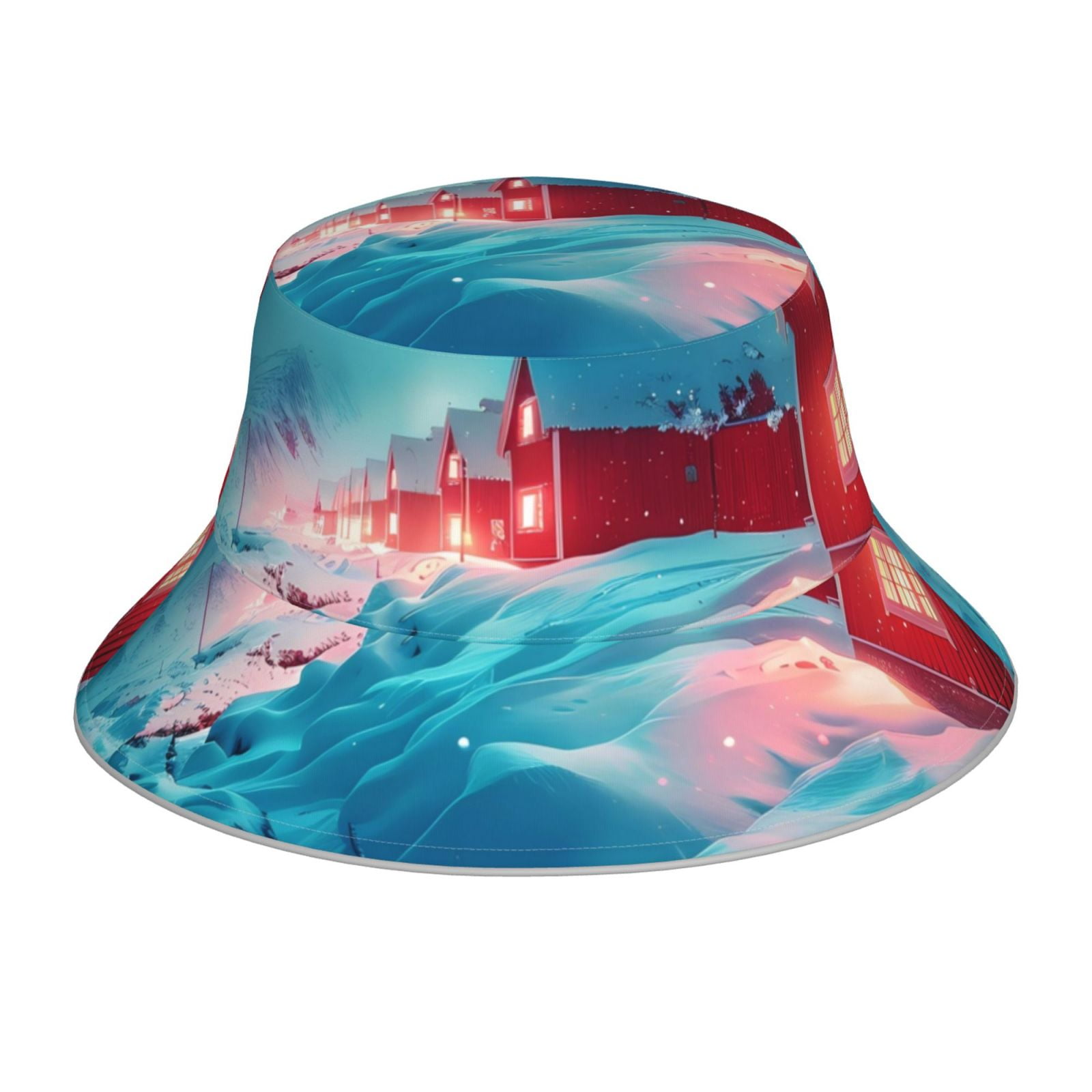 Sikiie Aurora Borealis Village Reflective Double-Sided Bucket Hat, Sun ...