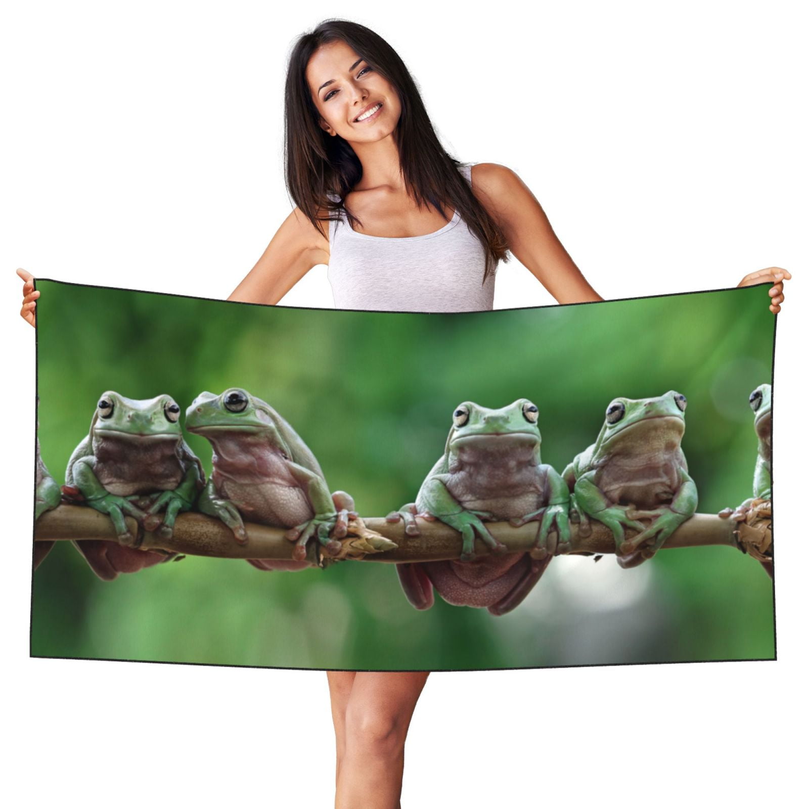 Sikiie Australian White Tree Frog Sitting on Branch Beach Towel for ...