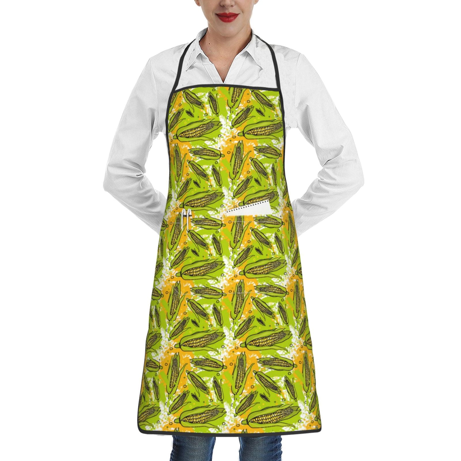 Sikiie Autumn Harvest Cartoon Corn Aprons for Kitchen Cooking Aprons ...