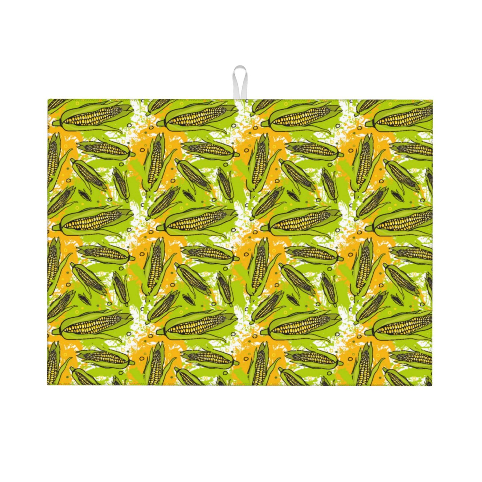 Sikiie Autumn Harvest Cartoon Corn Dish Drying Mat, Kitchen Counter Mat ...