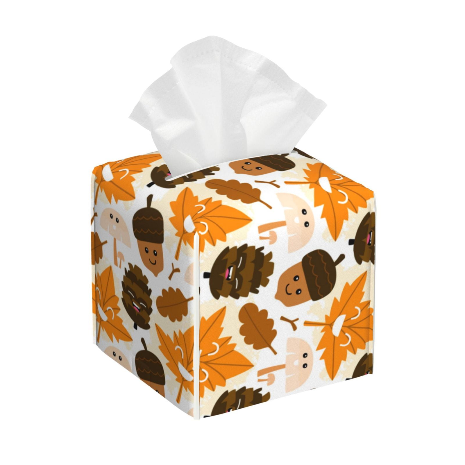 Sikiie Autumn Woodland Characters Leather Tissue Box Cover Square ...