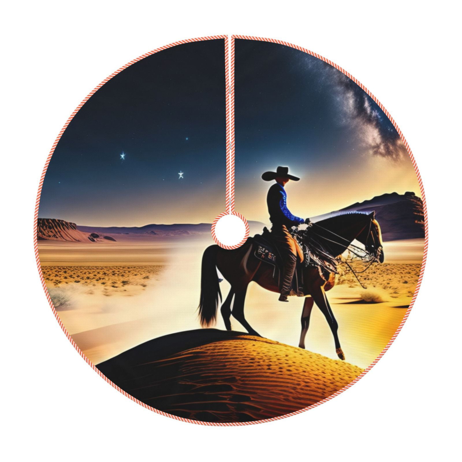 Sikiie Azure Sky Western Desert Cowboy Nativity Christmas Tree Skirt ...