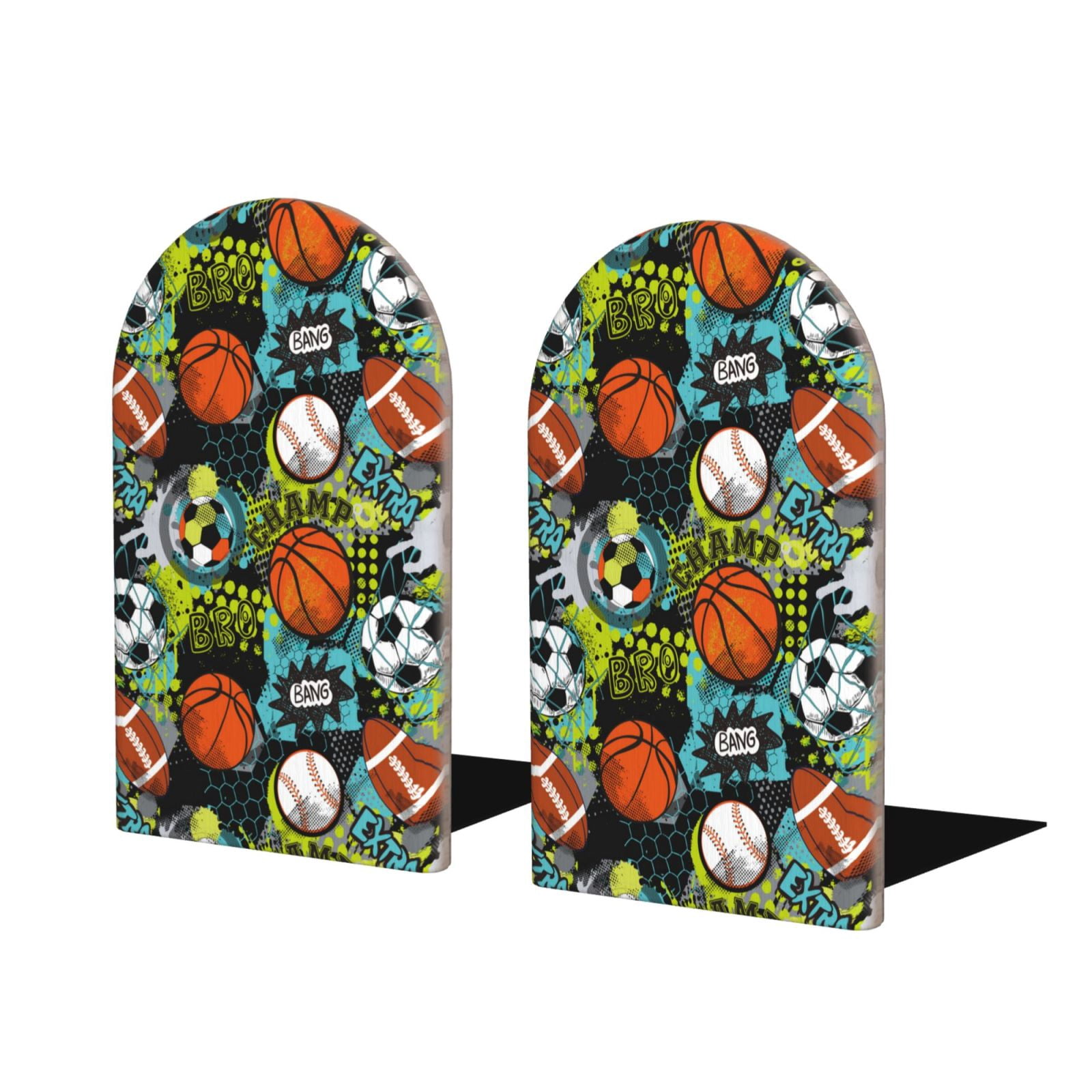 Sikiie Balls Bookends 1 Pair, Wood Bookends for Shelves, Book Ends for ...
