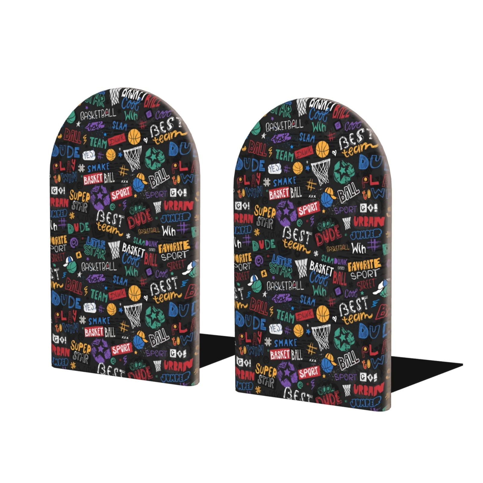 Sikiie Basketball Bookends 1 Pair, Wood Bookends for Shelves, Book Ends ...