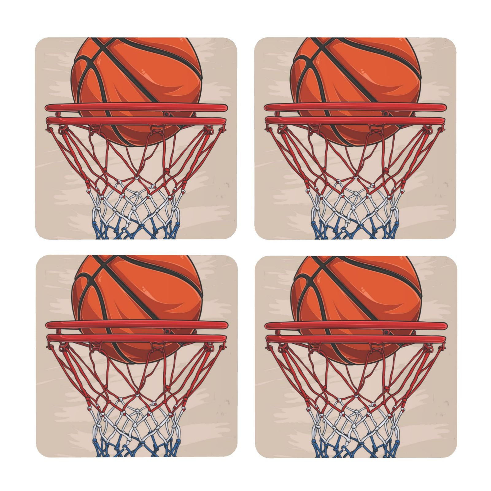 Sikiie Basketball Shot MDF Cork Coaster 4 Pcs - Absorbent Beverage ...