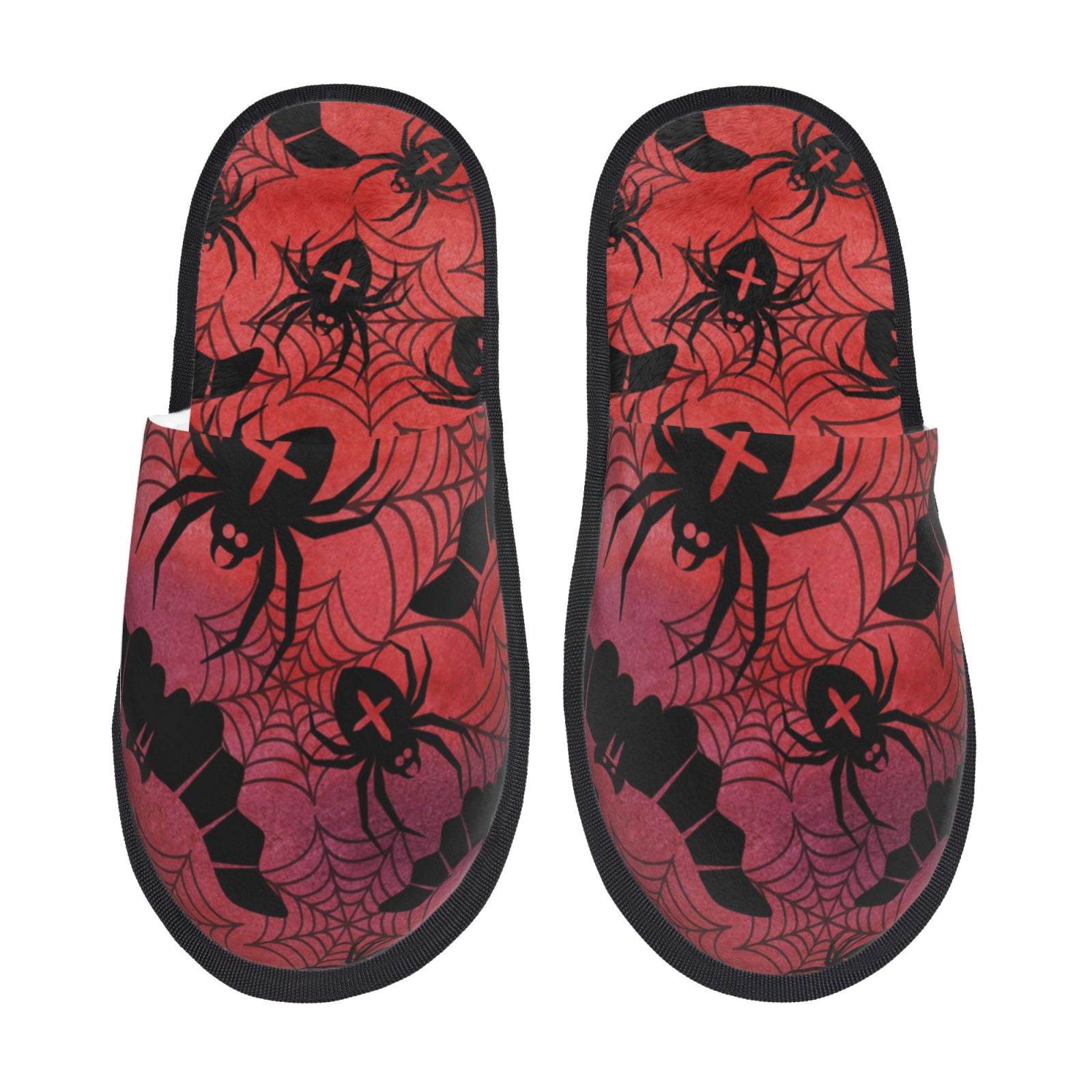 Sikiie Bats And Spiders Fuzzy Slip-on Slippers Warm Cozy Soft Lightweight Memory Foam Indoor ...
