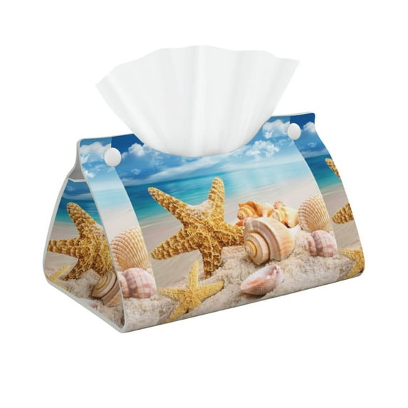 Sikiie Beach Starfish Shell Leather Tissue Box Cover Rectangle, Long ...