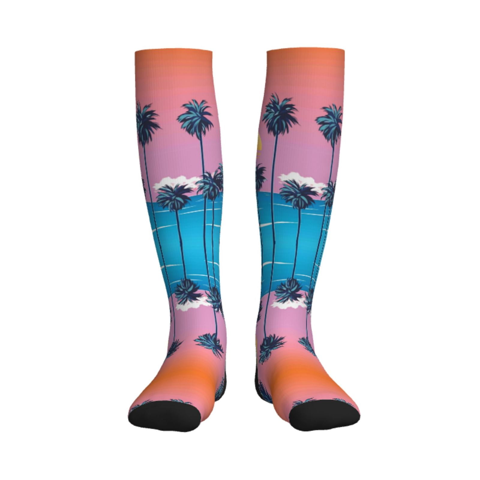 Sikiie Beach with Palm Trees 1 Pairs Compression Socks for Men and ...