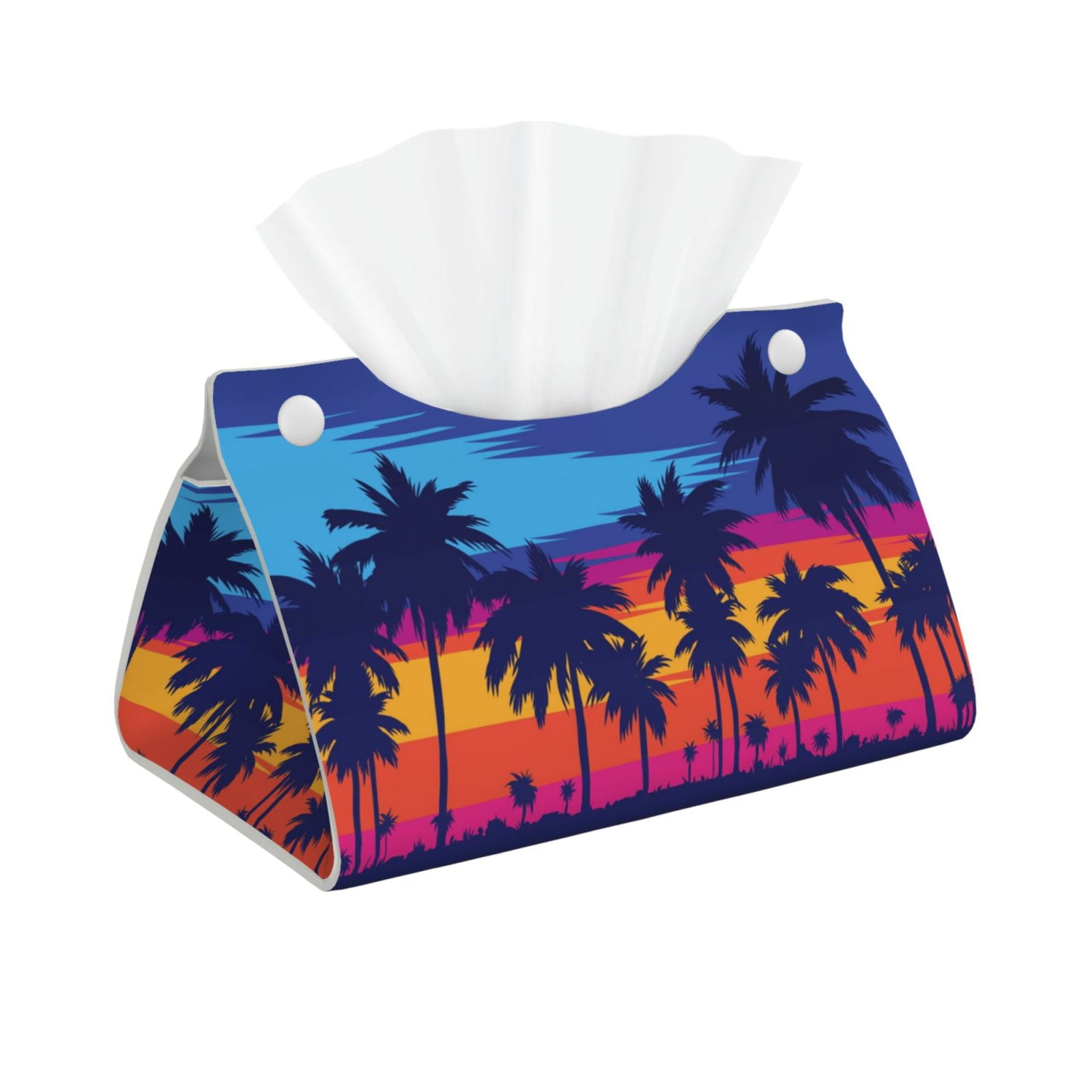 Sikiie Beach with Palm Trees Leather Tissue Box Cover Rectangle, Long ...