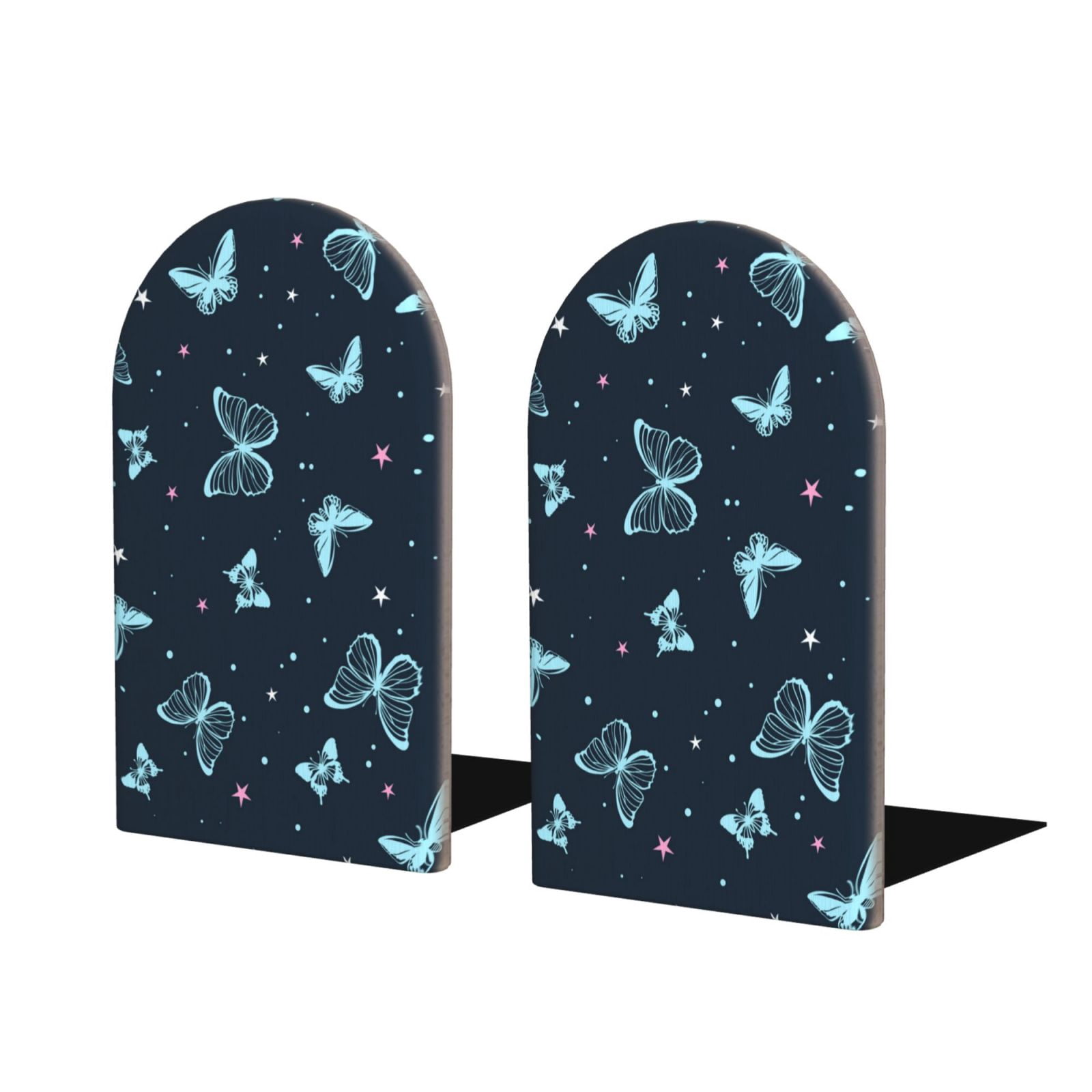 Sikiie Beautiful Butterflies Bookends 1 Pair, Wood Bookends for Shelves ...